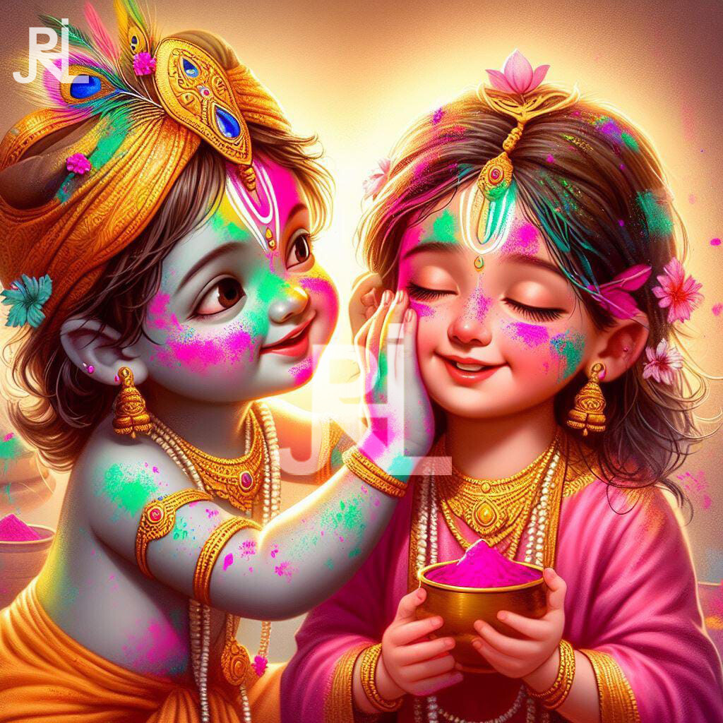 ArtStation - Radha Krishna Playing Holi