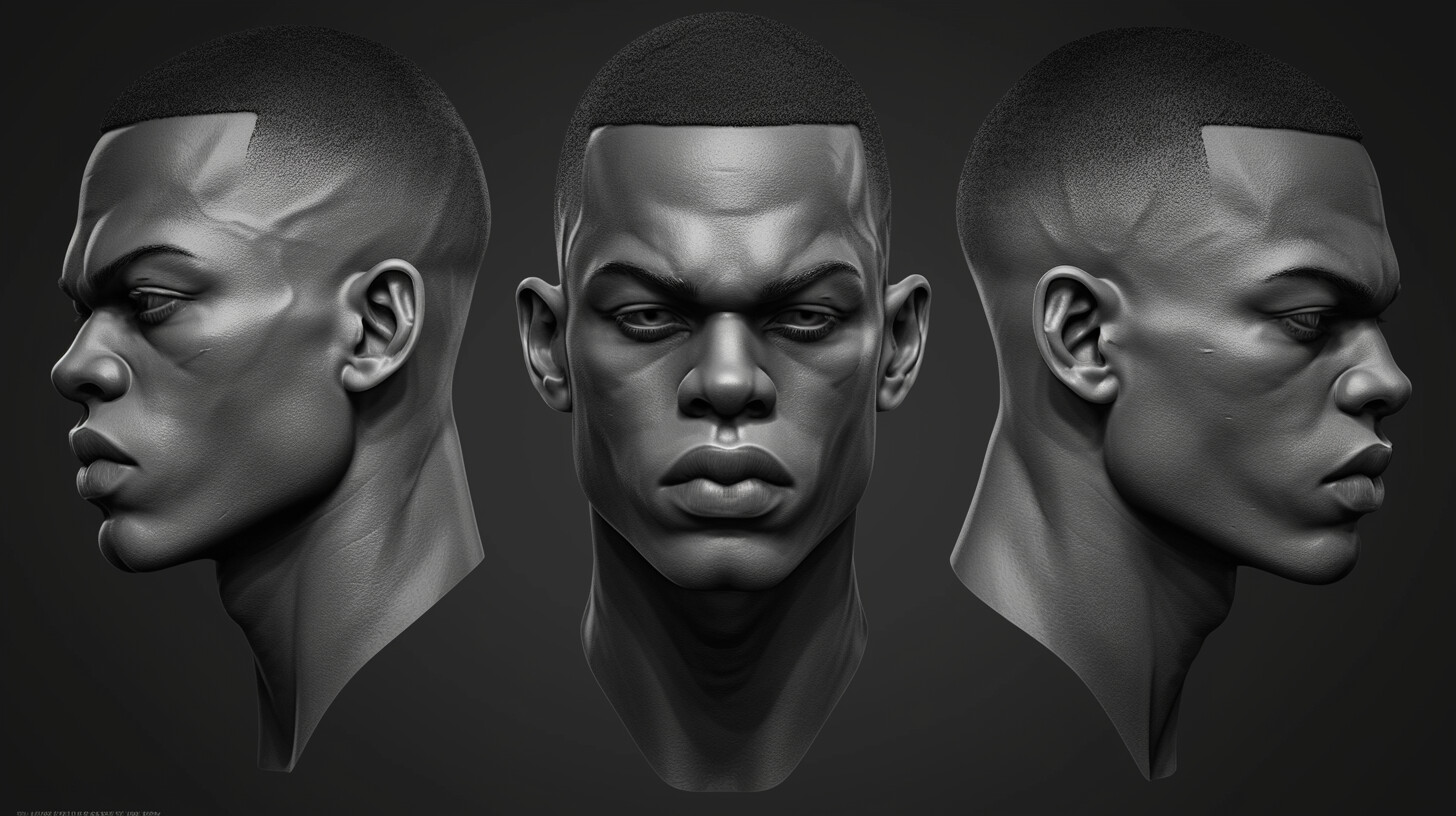3D Head Sculpt References in 4K - Tika Art - +350 African Male Head ...