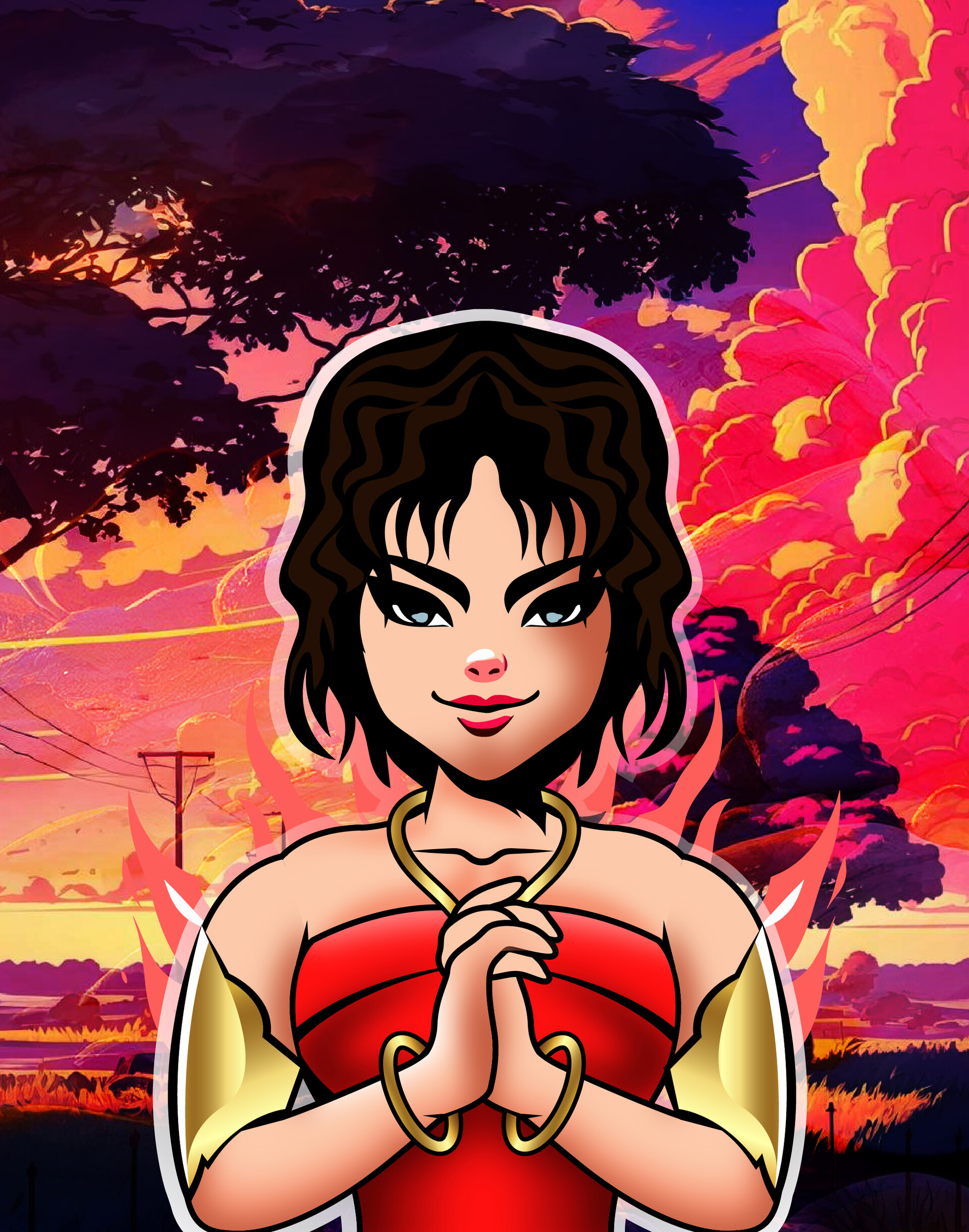 ArtStation - Red Girl Anime Character Art