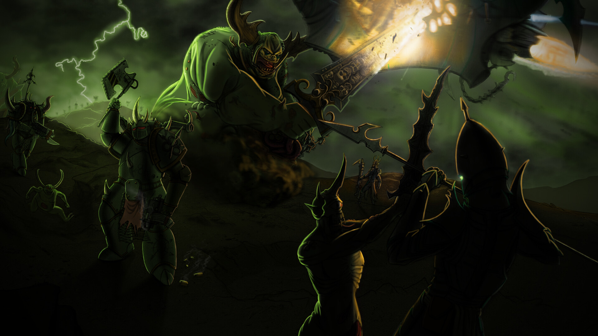 ArtStation - Warhammer 40000 Fan Art Illustration: Nurgle forces vs Dark Eldar