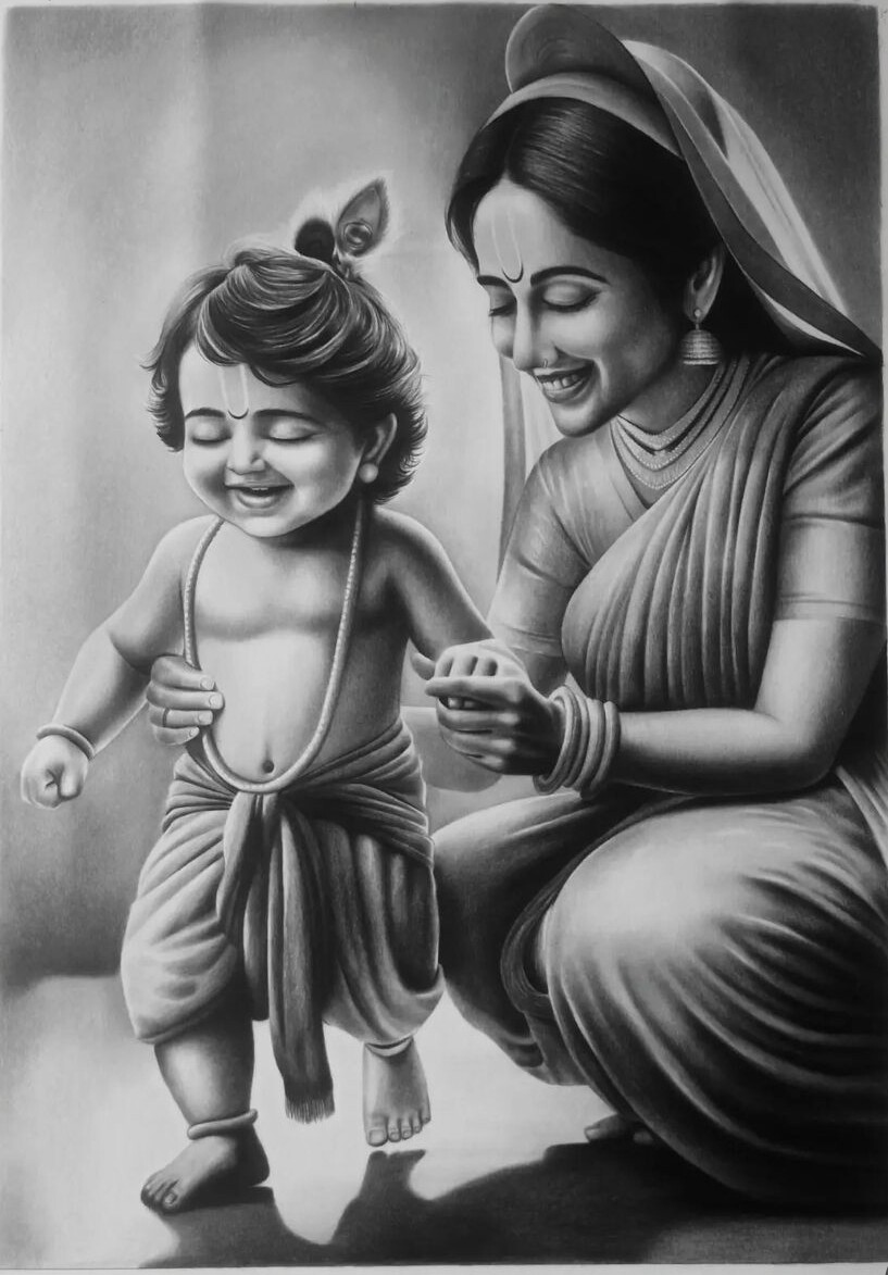 krishna ji drawing for kids