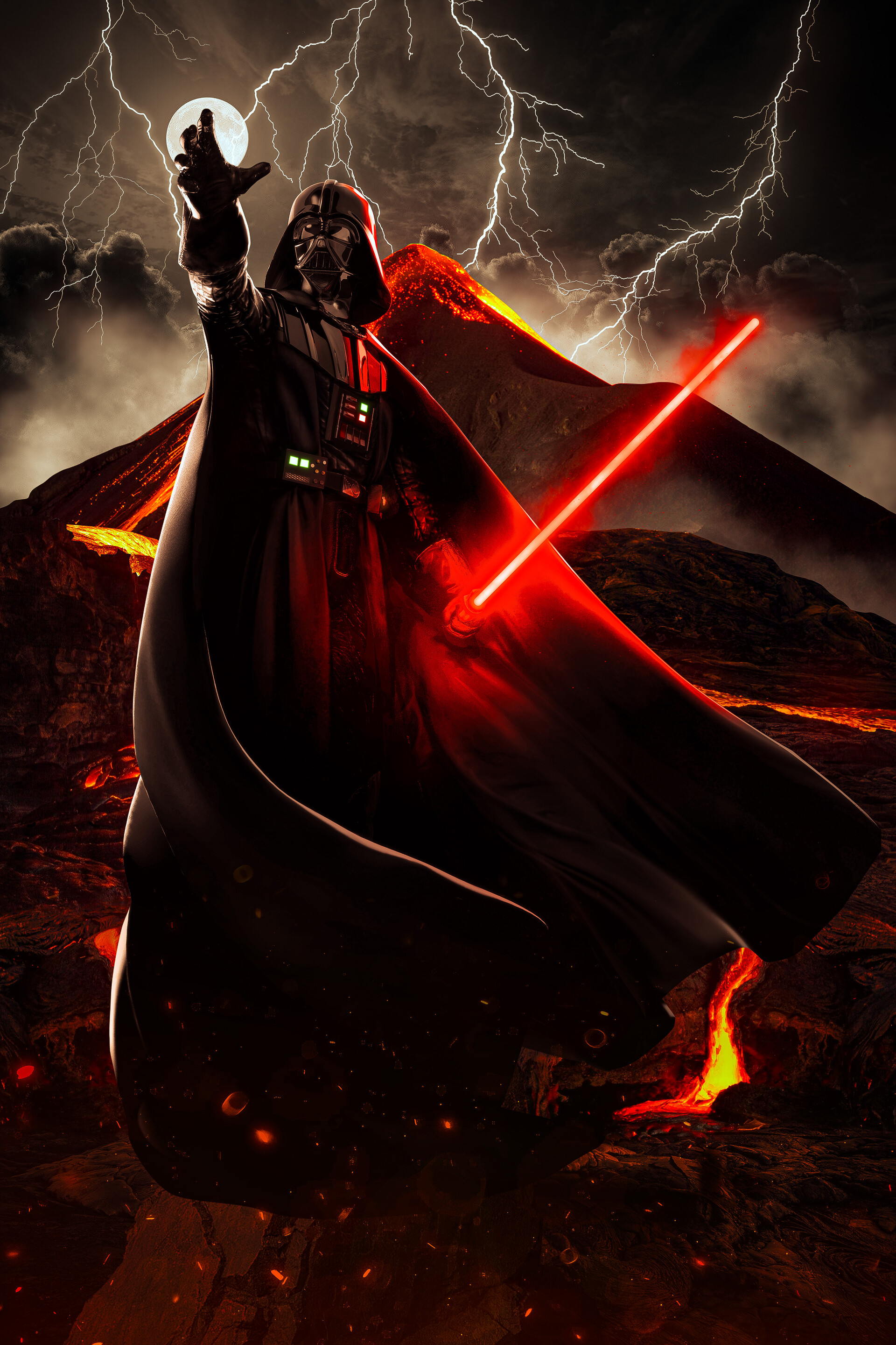 darth sidious red lightning
