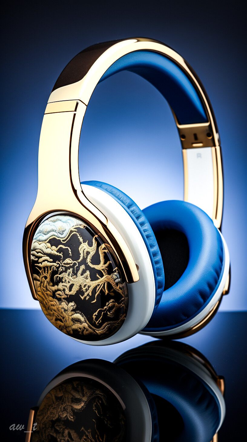 ArtStation - Luxury Carved Headphones with Reflective Glass Texture