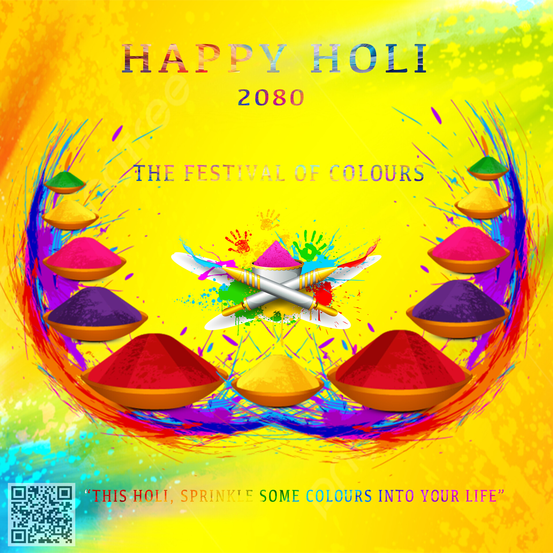 ArtStation - Holi Festival 2080 Poster with 3 different mockups.