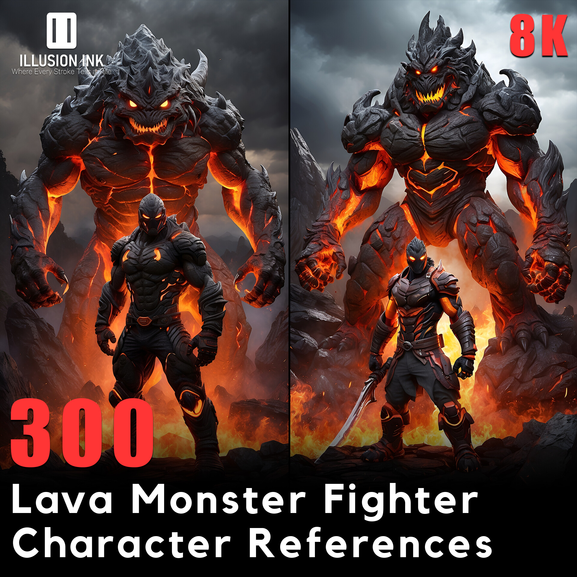 ArtStation - 300 Lava Monster Fighter Character Reference | 8K Res