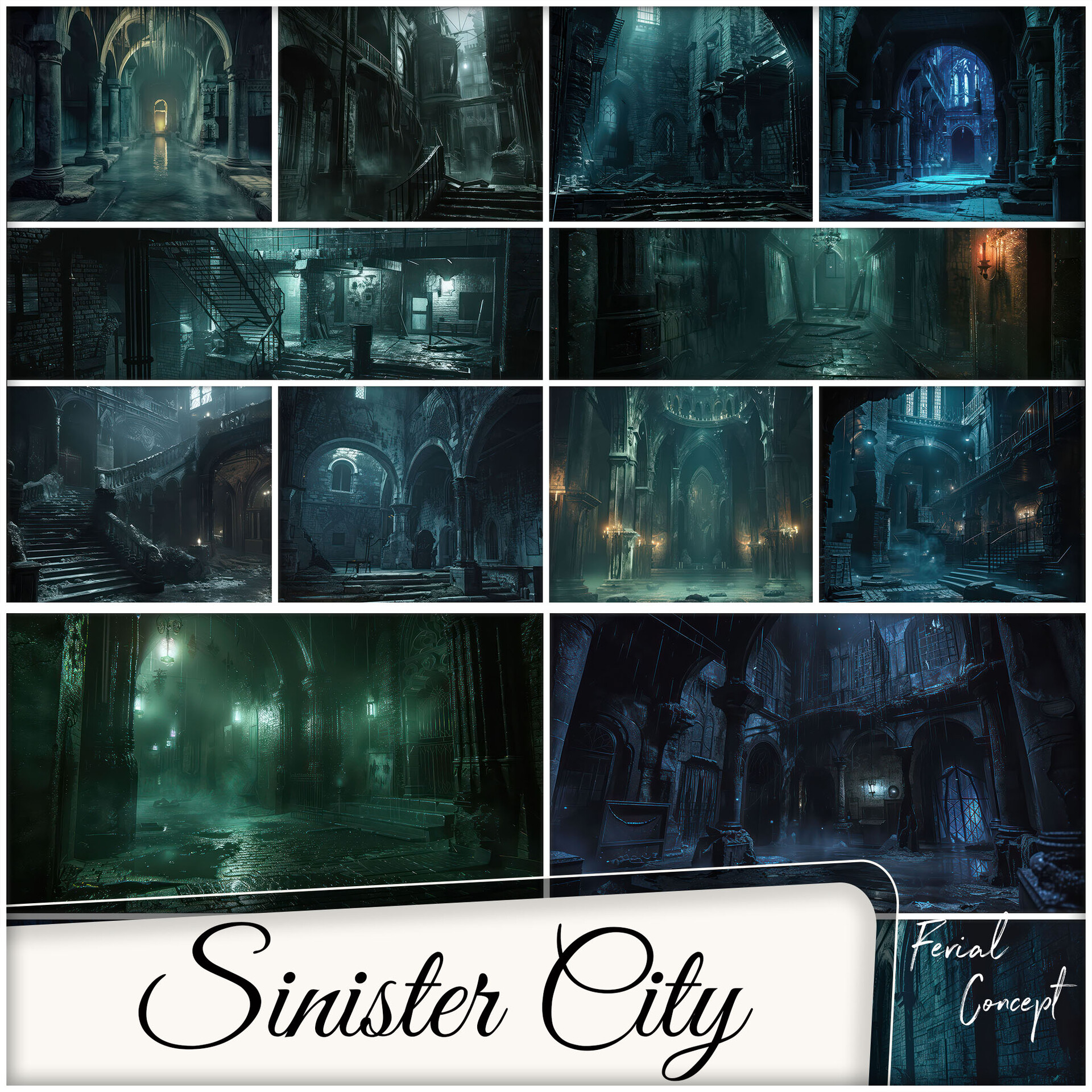 Ferial Concept - 🔹260 Sinister City - Interior Reference Image Pack v.70 |8K|