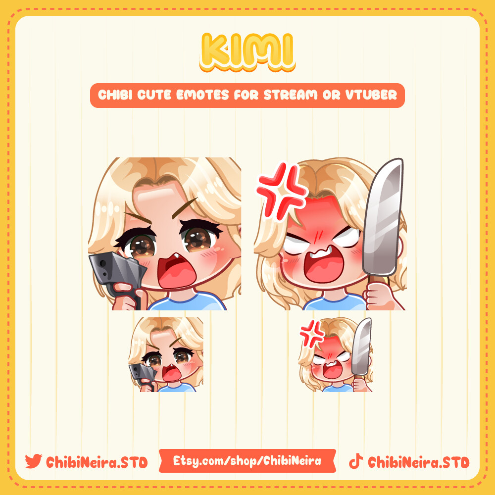 ArtStation - 🔪Custom Angry Chibi Girl YCH Emotes🔫