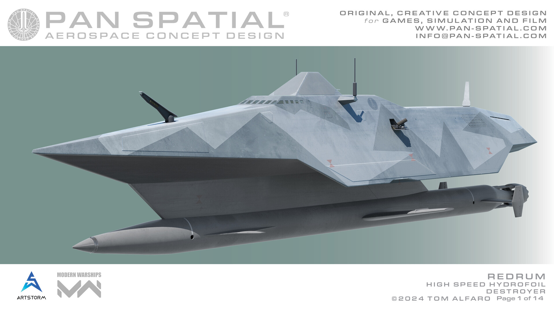 PAN SPATIAL Aerospace Concept Design - REDRUM HYDROFOIL DESTROYER