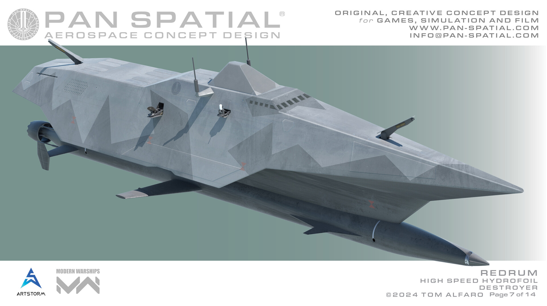 PAN SPATIAL Aerospace Concept Design - REDRUM HYDROFOIL DESTROYER