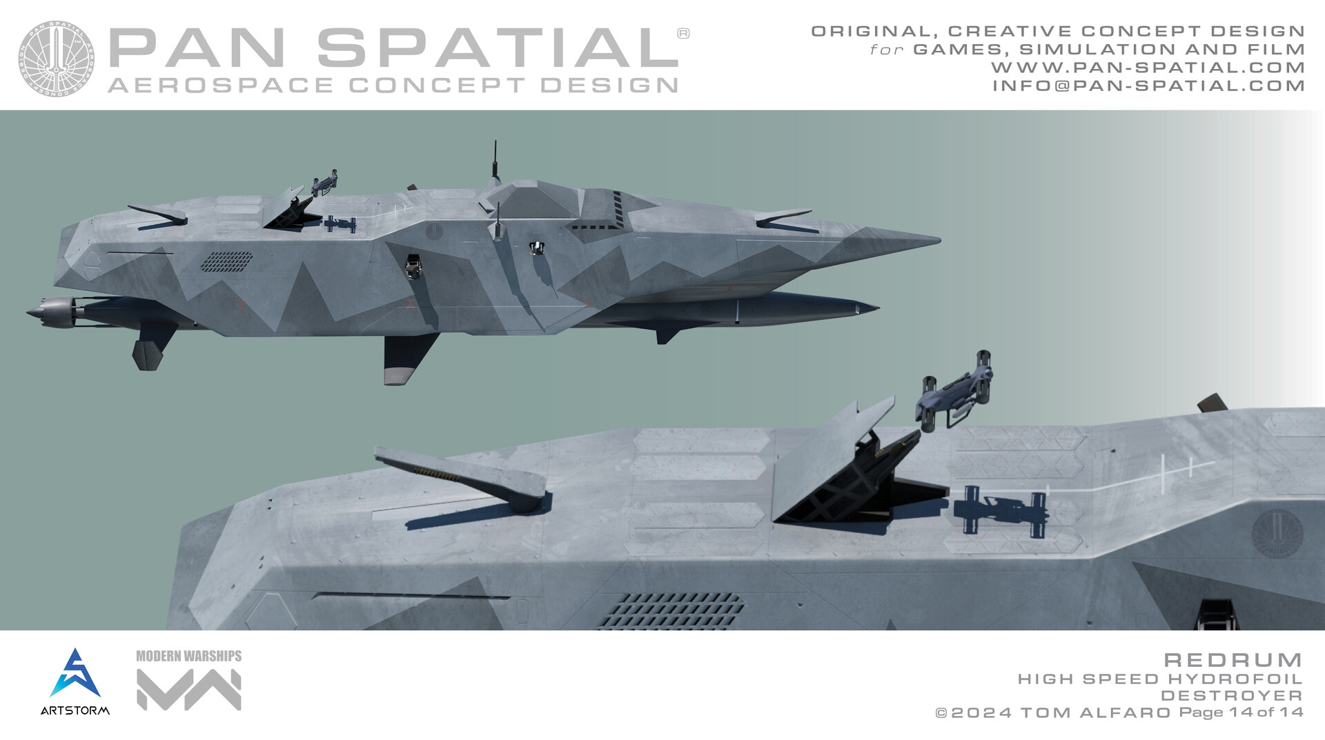 PAN SPATIAL Aerospace Concept Design - REDRUM HYDROFOIL DESTROYER