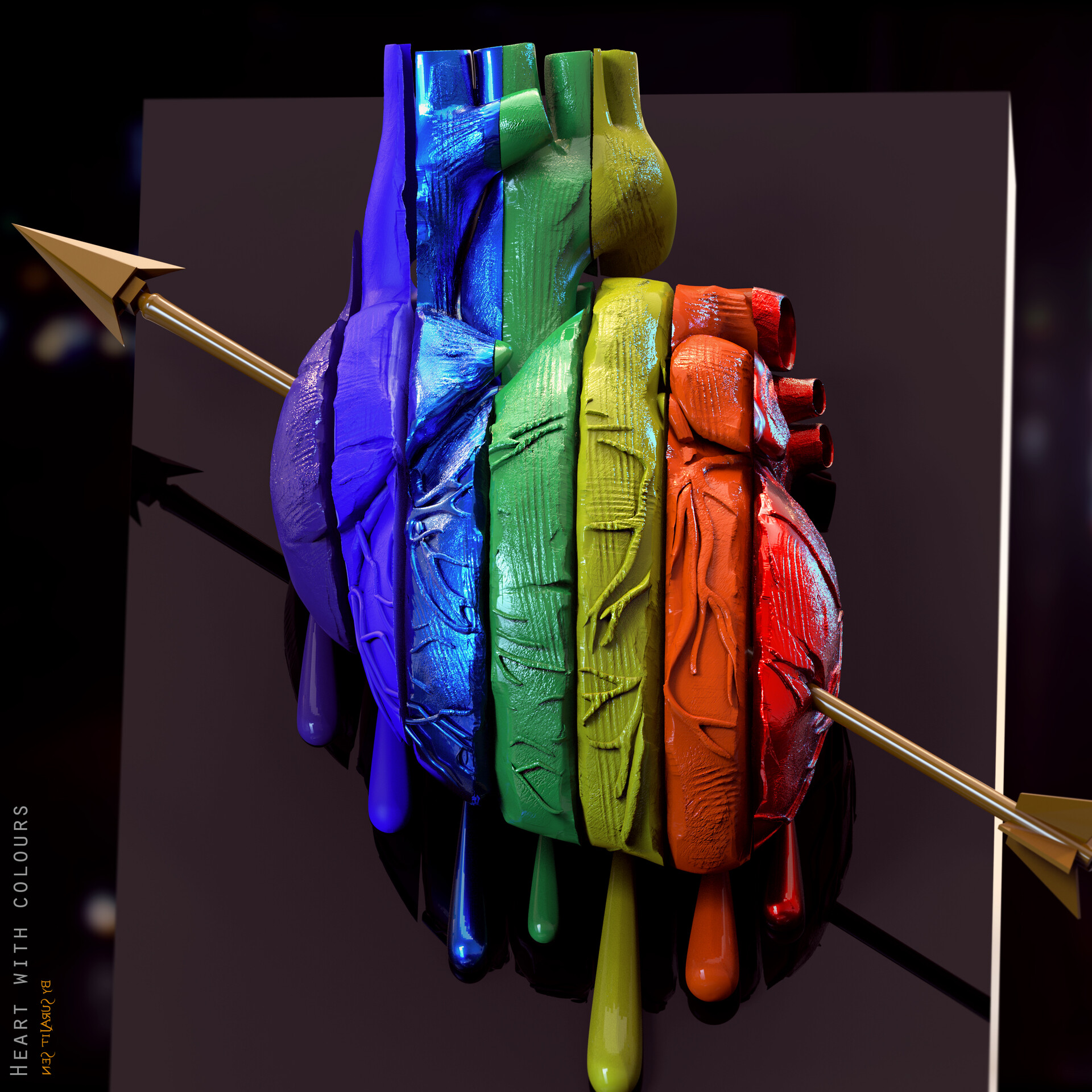 ArtStation - Heart with colors - Digital Sculpture by Surajit Sen