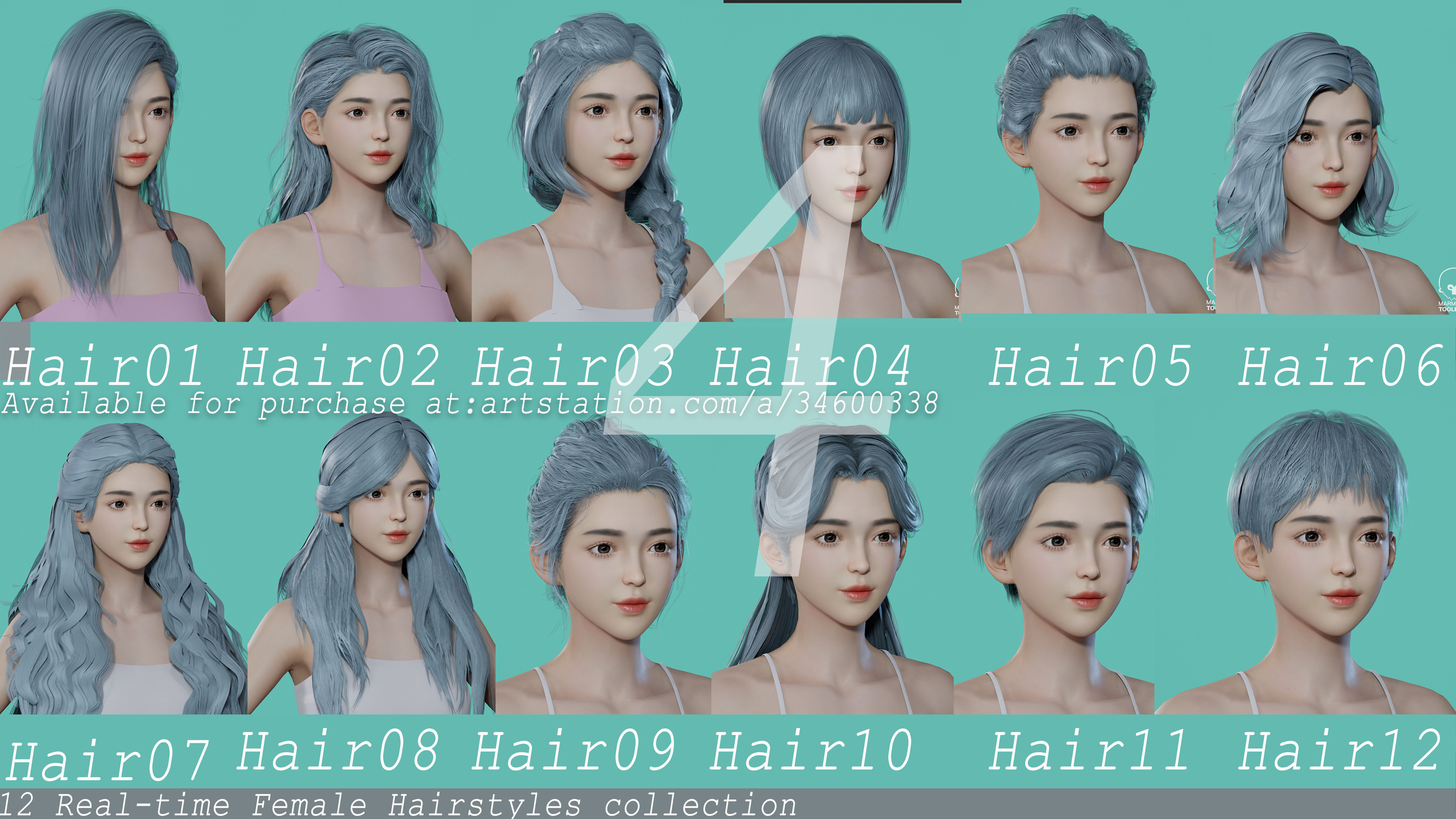 Vincent Freelancer - 3D Real-time hairstyle library include 200 hairs