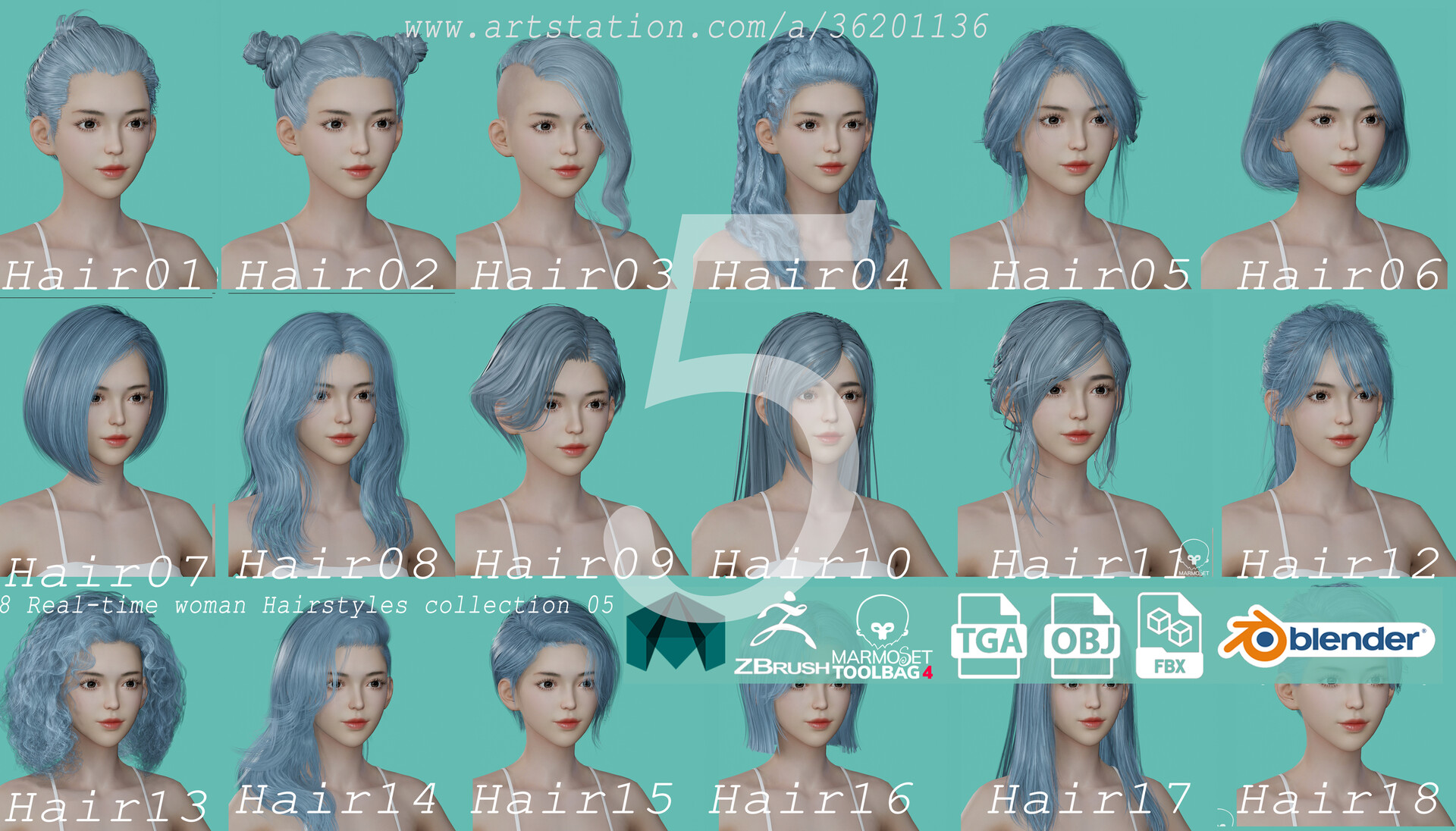 Vincent Freelancer - 3D Real-time hairstyle library include 200 hairs