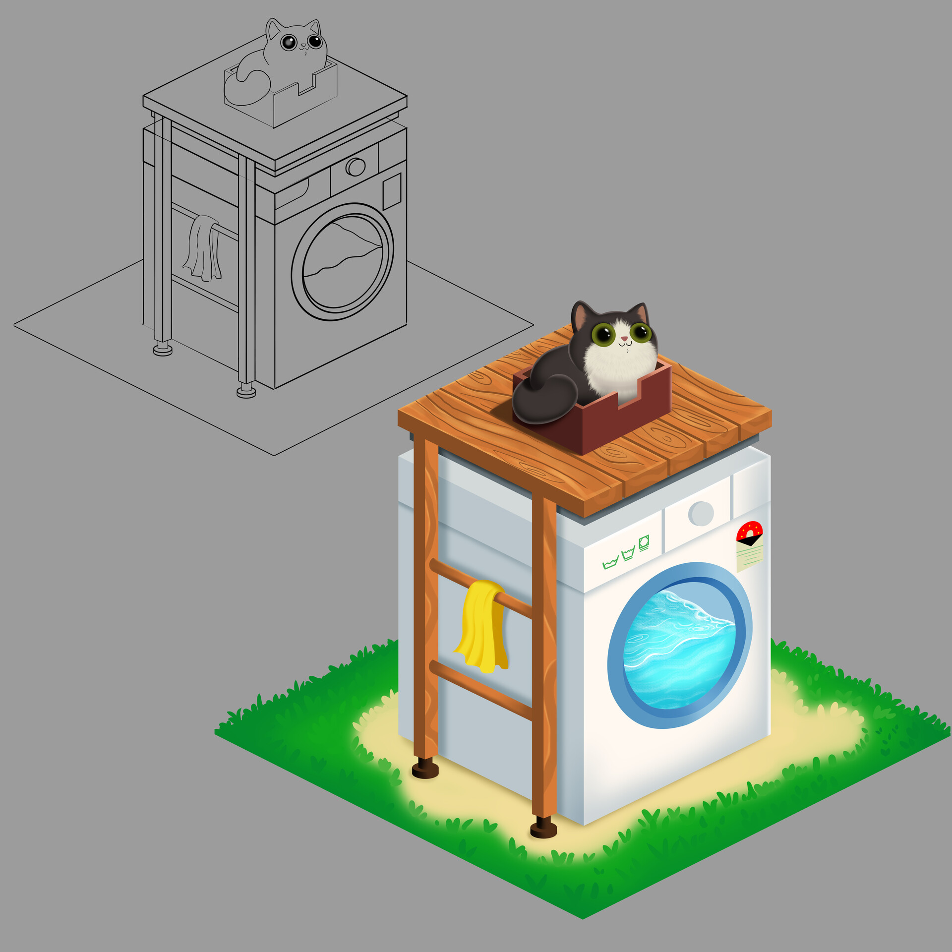 ArtStation - Cat on my washing machine
