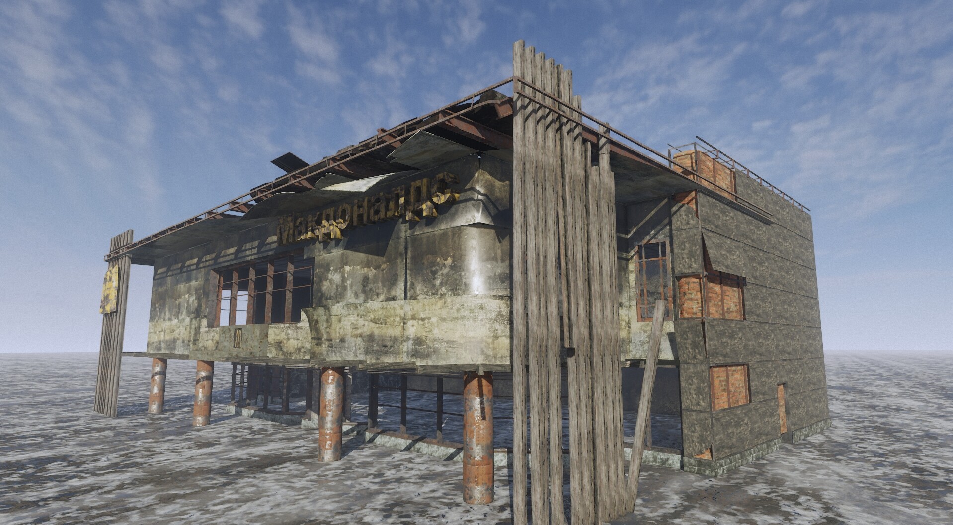 ArtStation - The building of a fast food restaurant in Moscow in a post ...