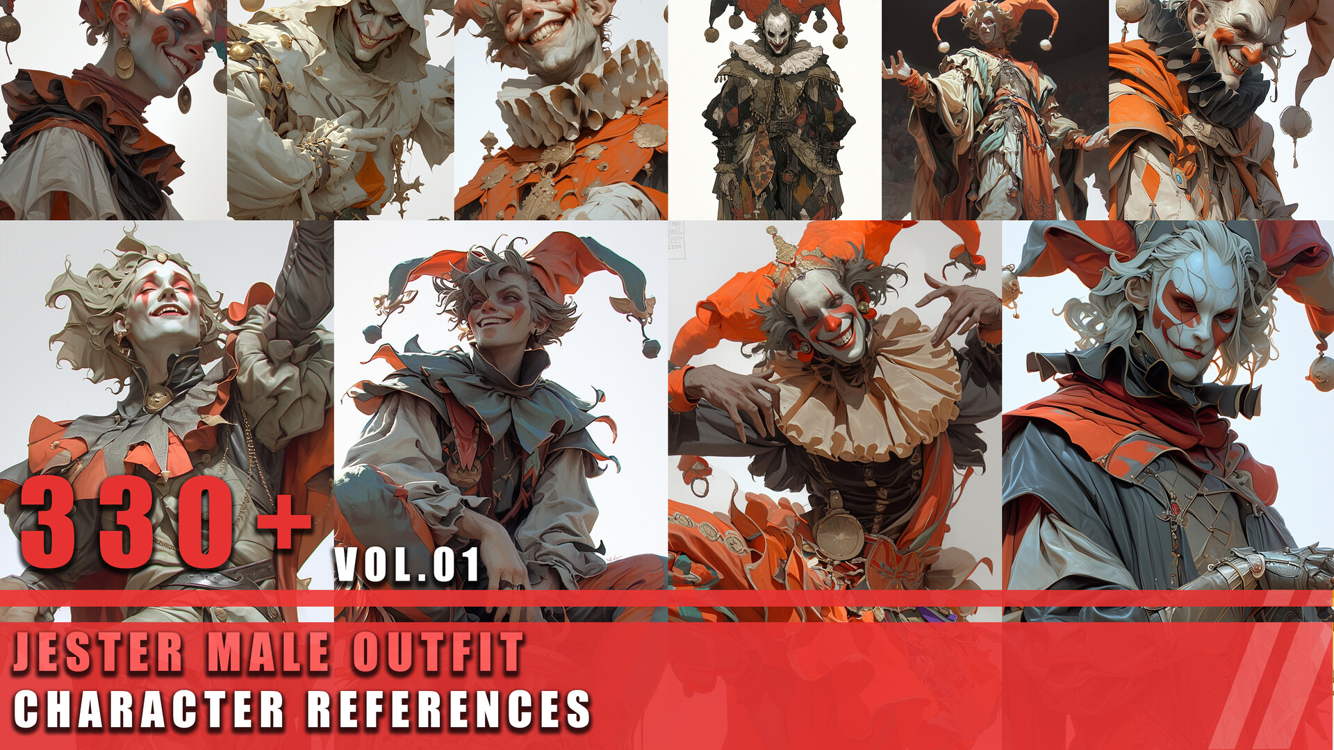 WaterLaw's Studio - 330+ Jester Male Outfit - Character References Vol.01