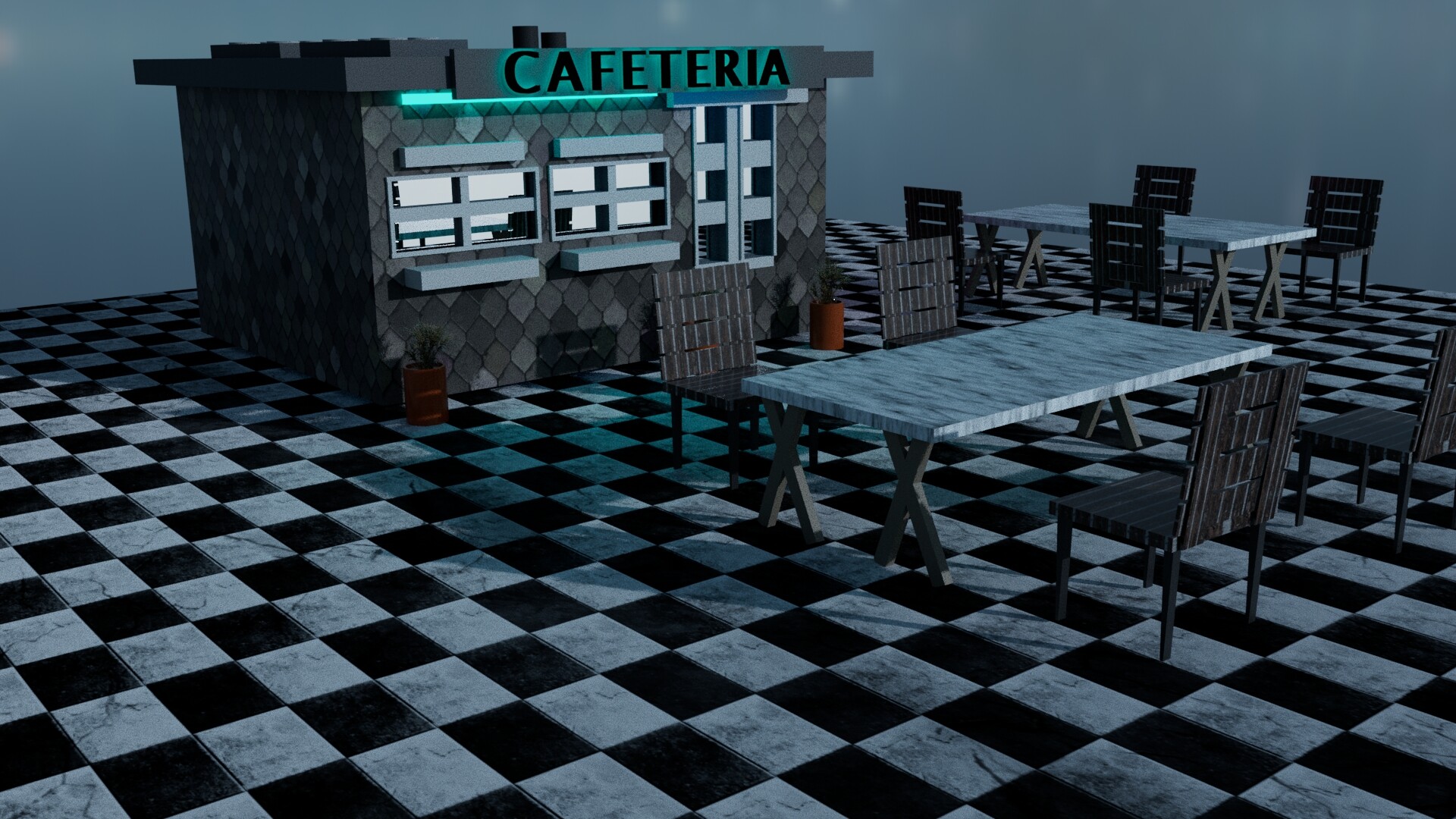 ArtStation - Cafeteria render maya