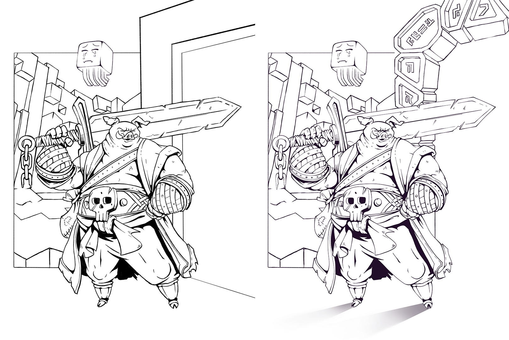 Denis Yudin - Piglin. Minecraft cartoon fan art.