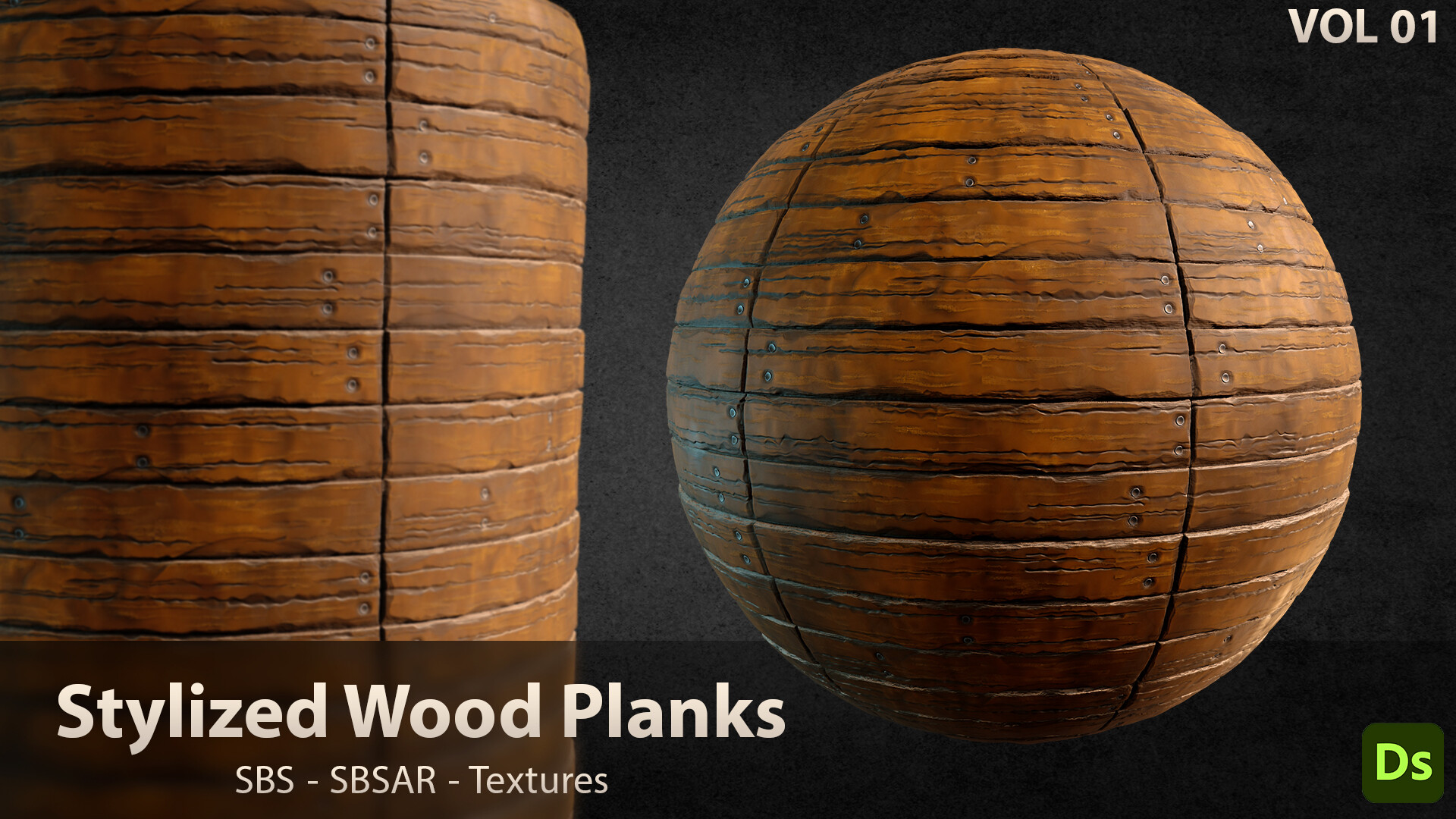 ArtStation - Stylized Wood Planks (SBS - SBSAR - Textures)