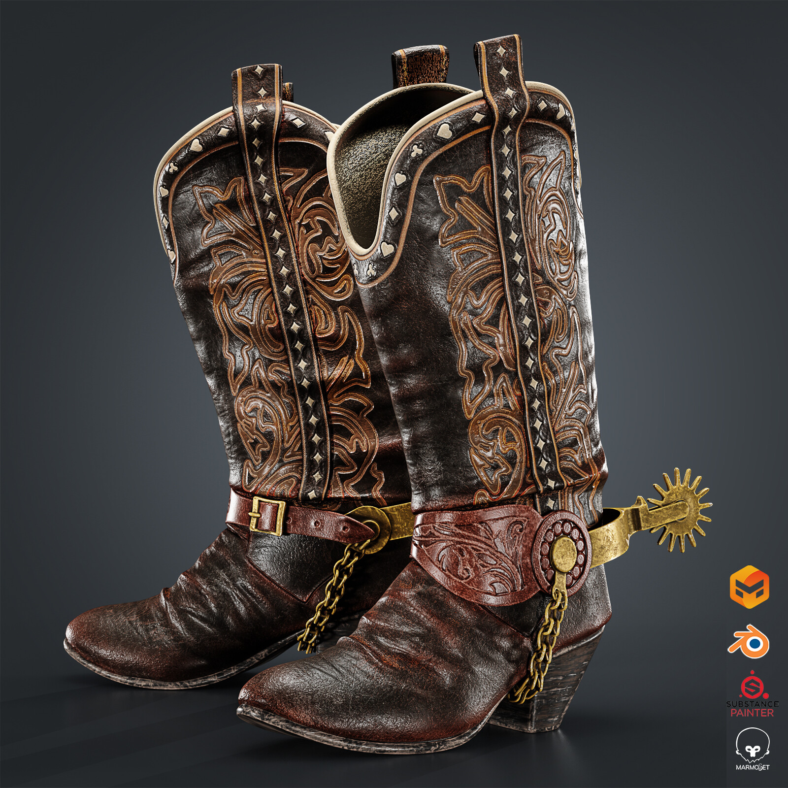 ArtStation - Vintage Cowboy Boots WIP