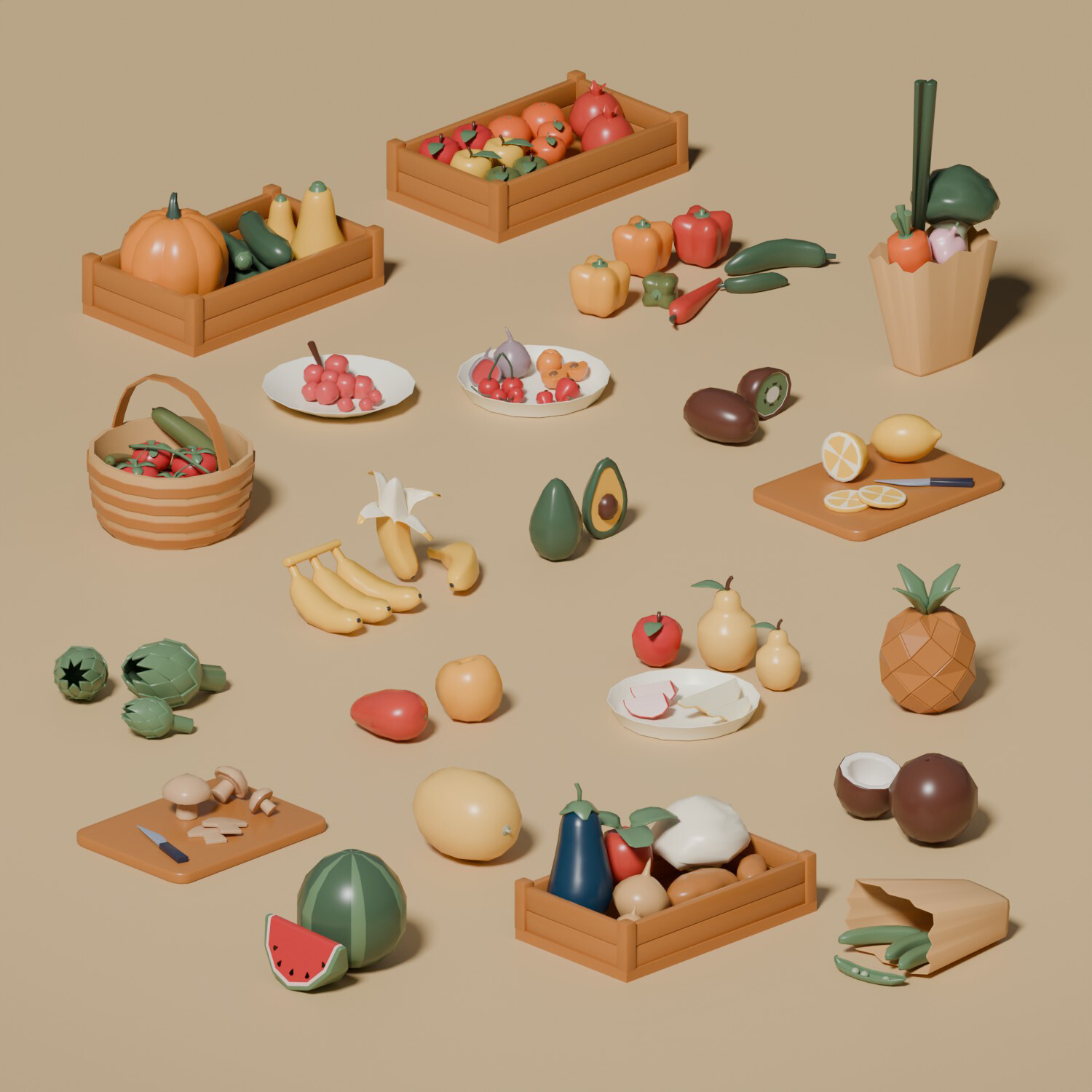 ArtStation - Low Poly Fruits & Vegetables