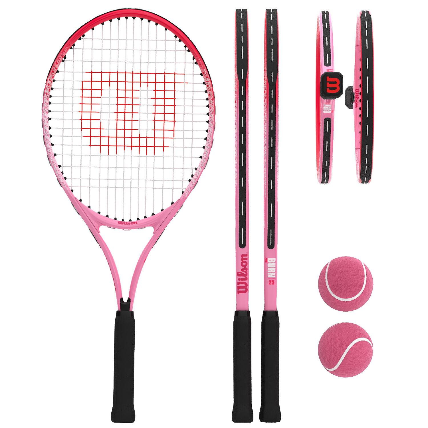 Pro - wilson burn pink junior tennis racquet bundle