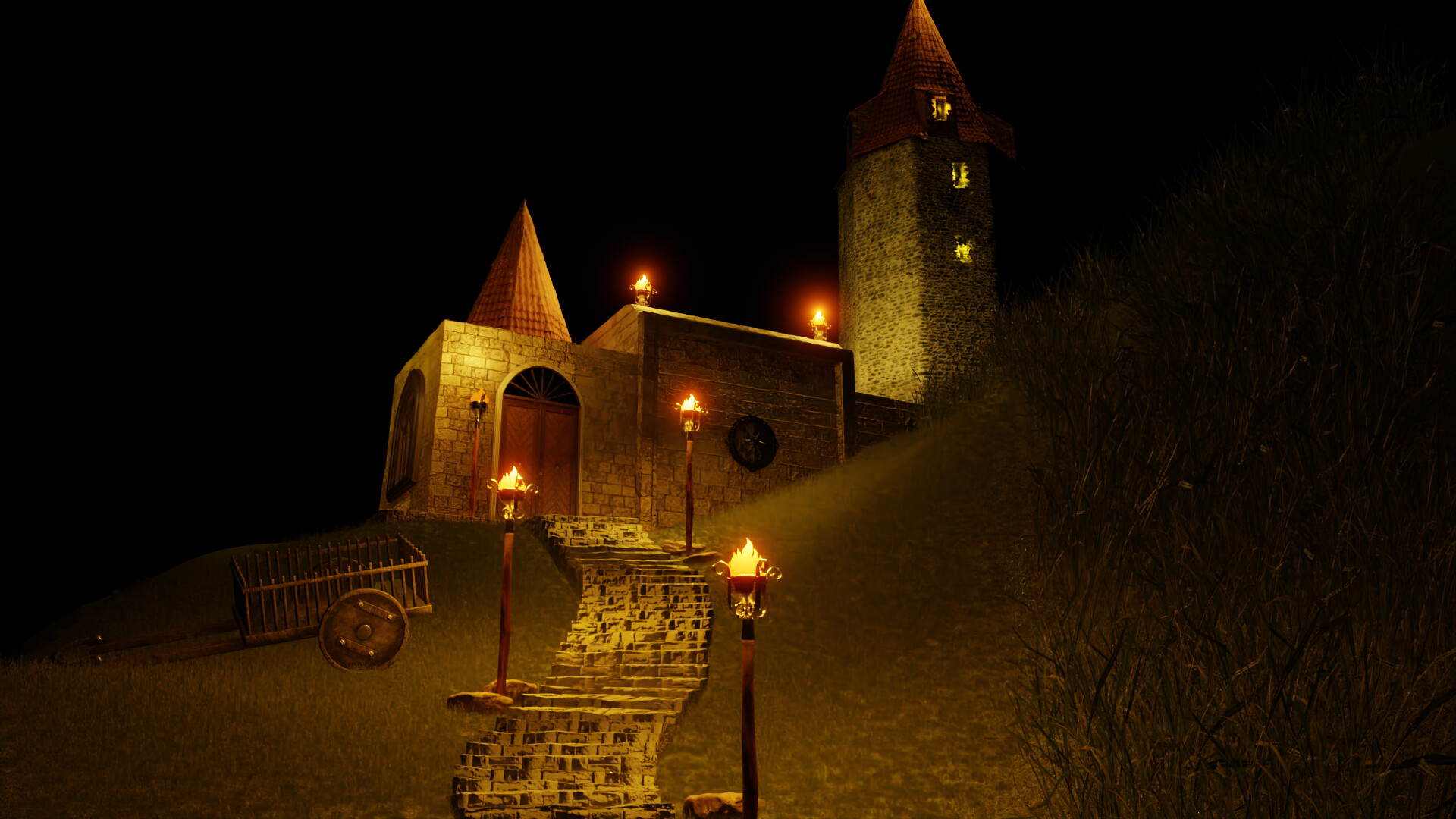 ArtStation - Medieval Castle in Night