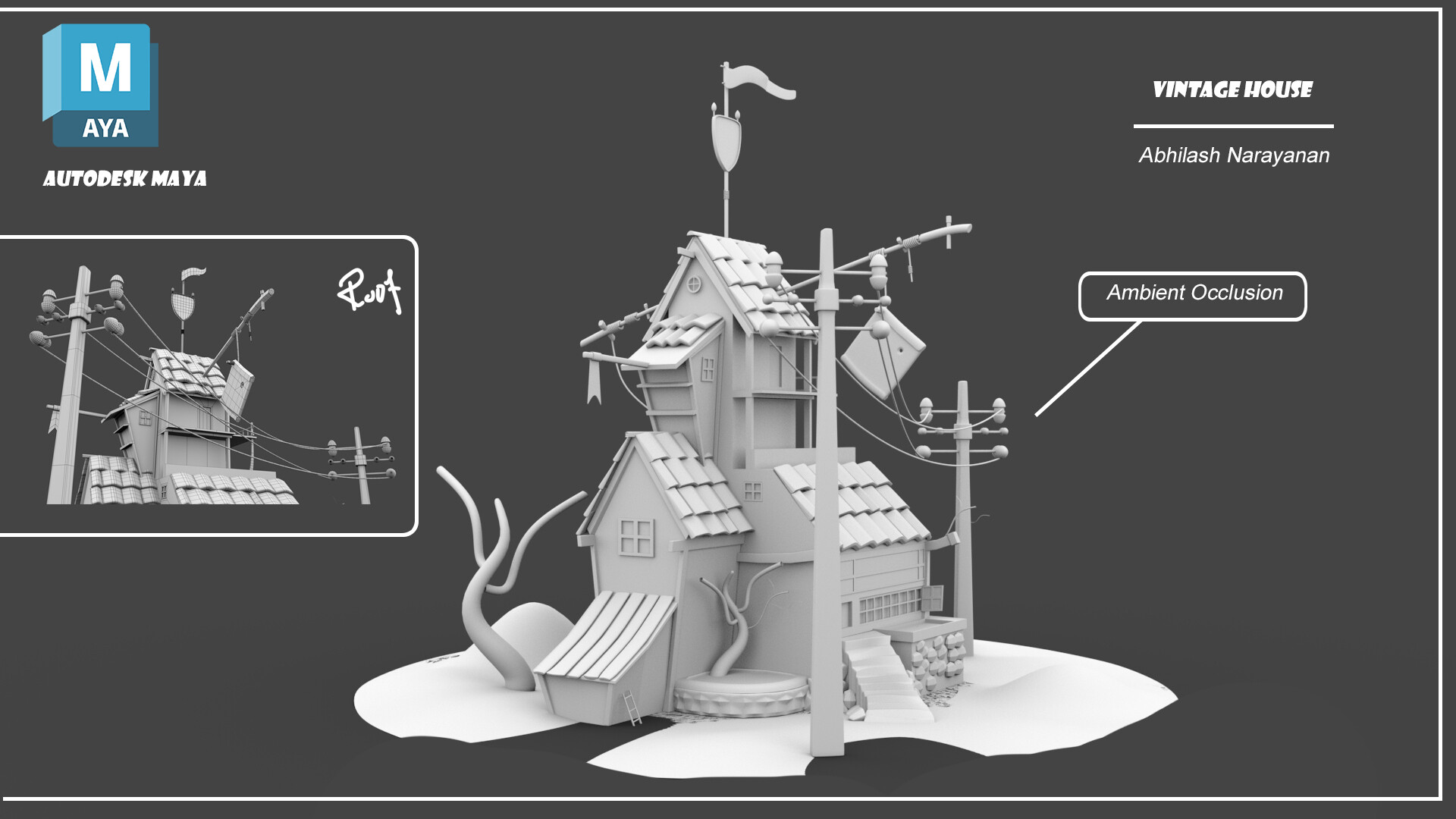 ArtStation - Old vintage House Background 3d modeling