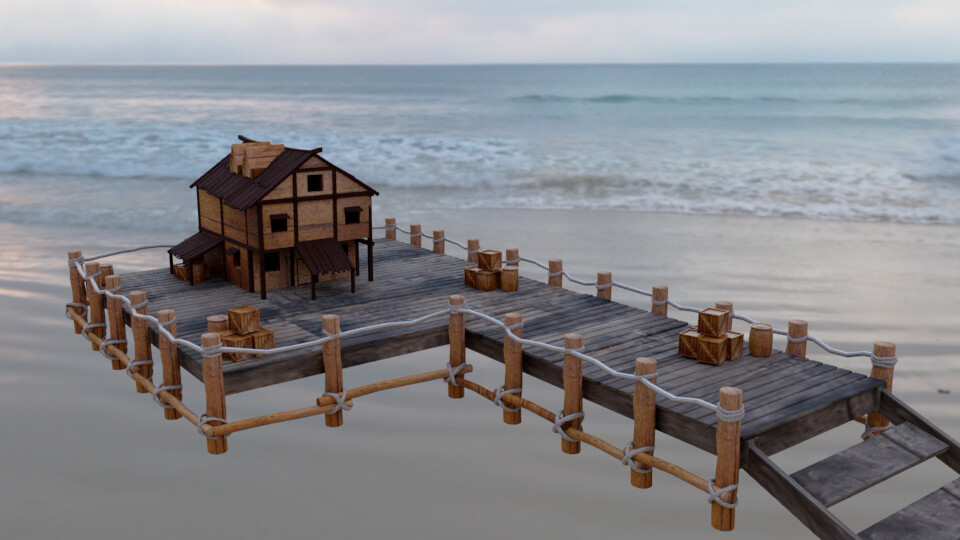 ArtStation - Exterior fishing house