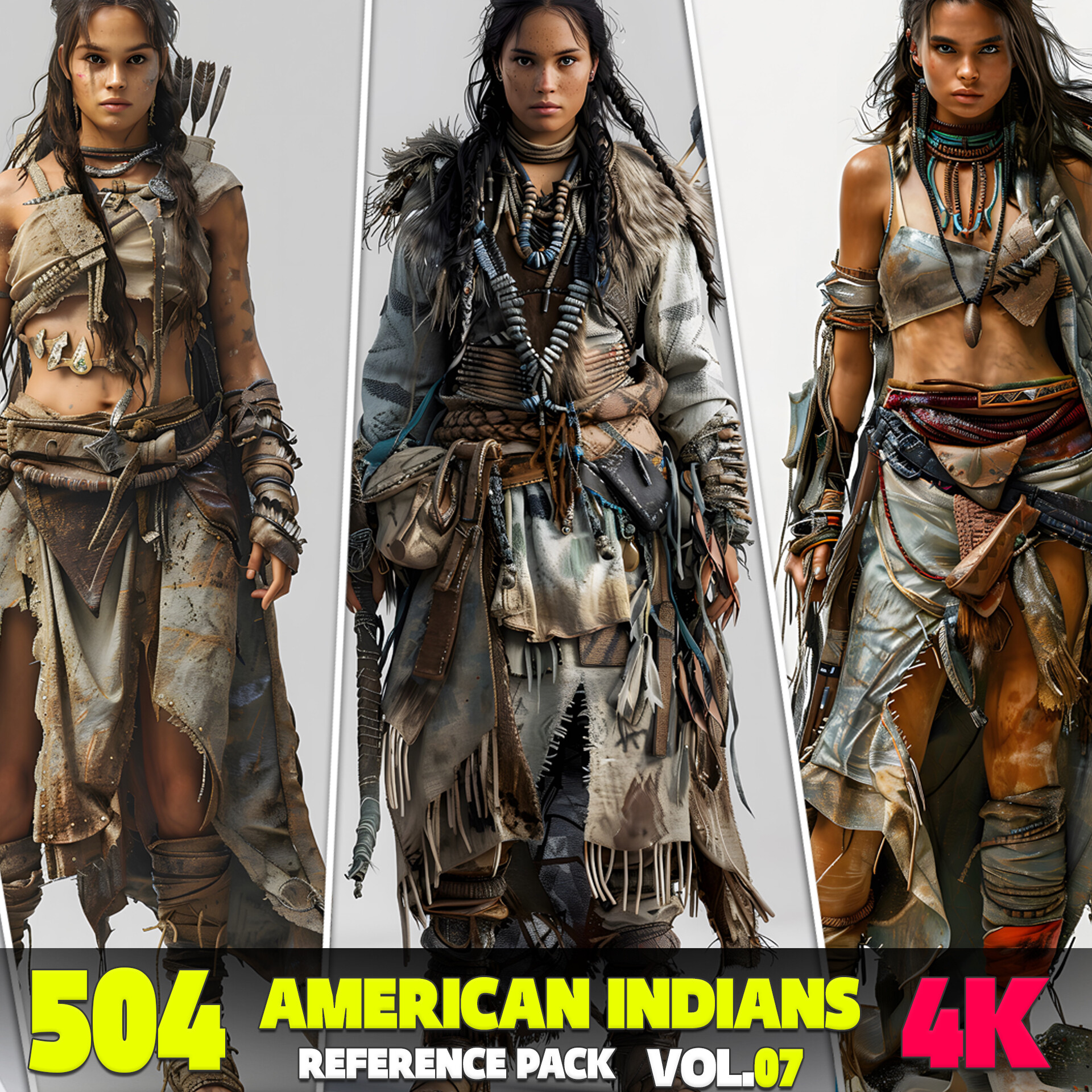 ArtStation - 504 4K American Indians Warrior Reference Pack Vol.07