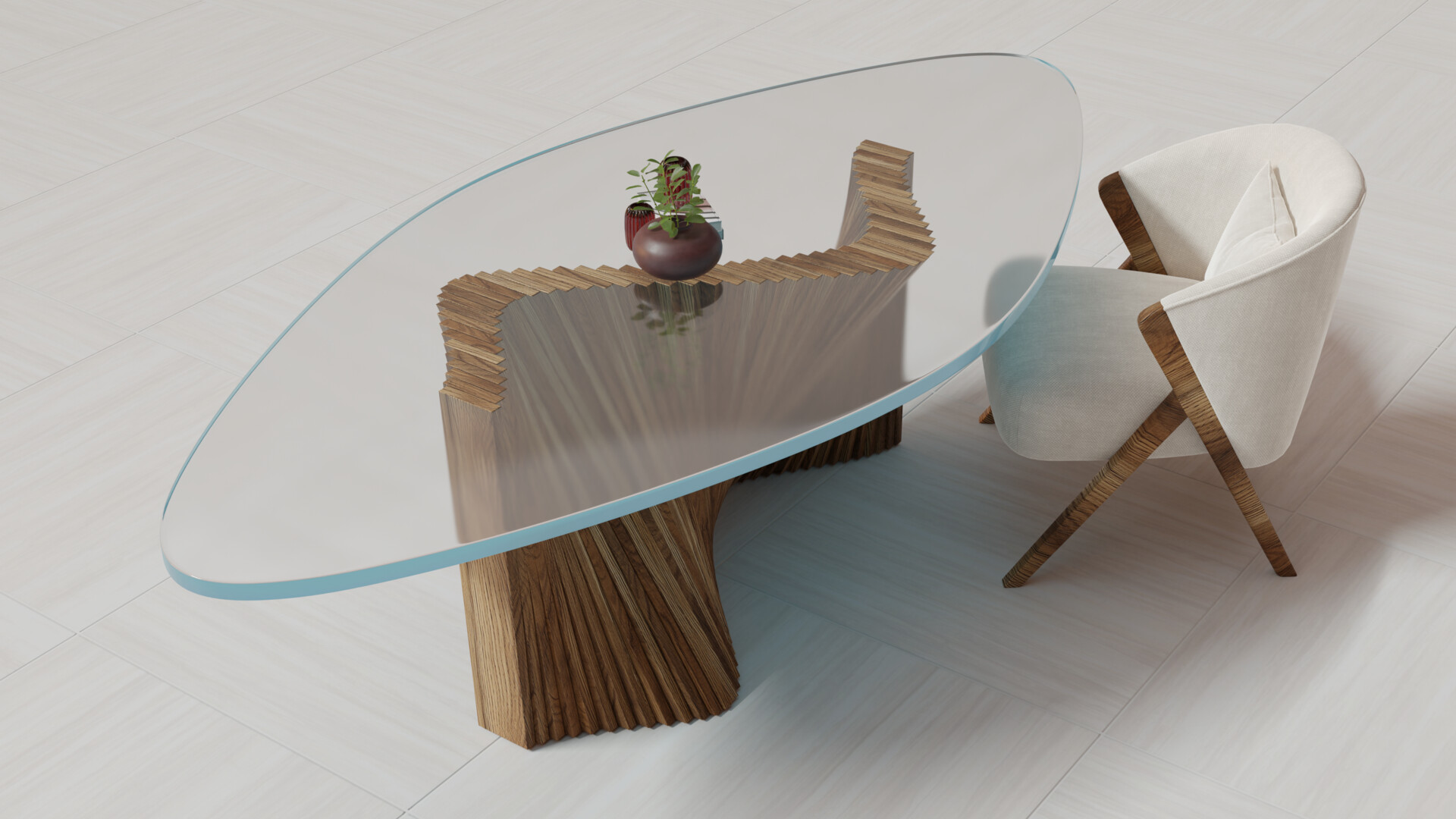 ArtStation - modern wave dining table