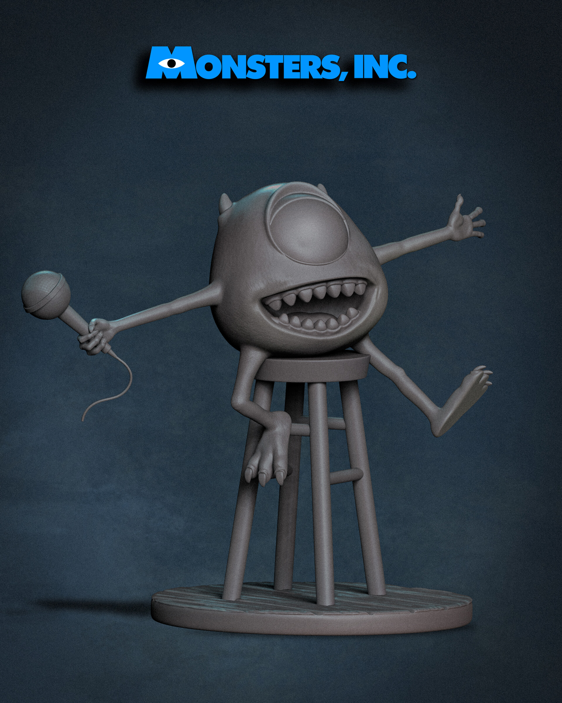 wazowski monster with sharp