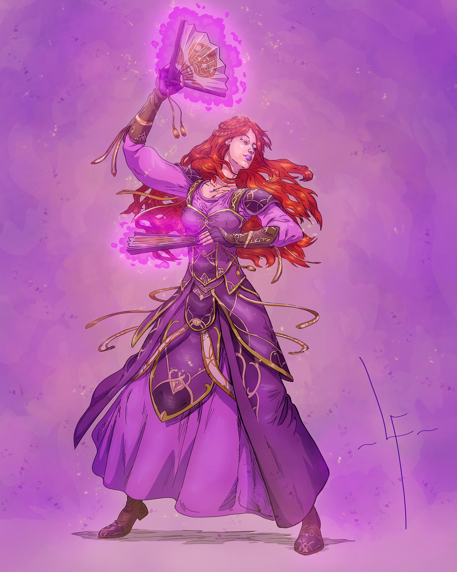 ArtStation - Redhead Bard with Fans
