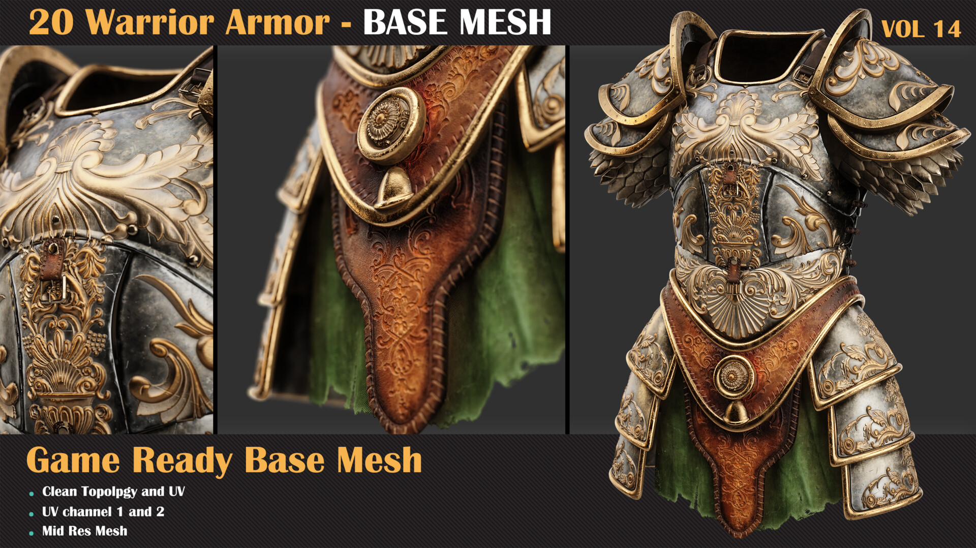 ArtStation - 20 Warrior Armor BASE MESH - VOL 14