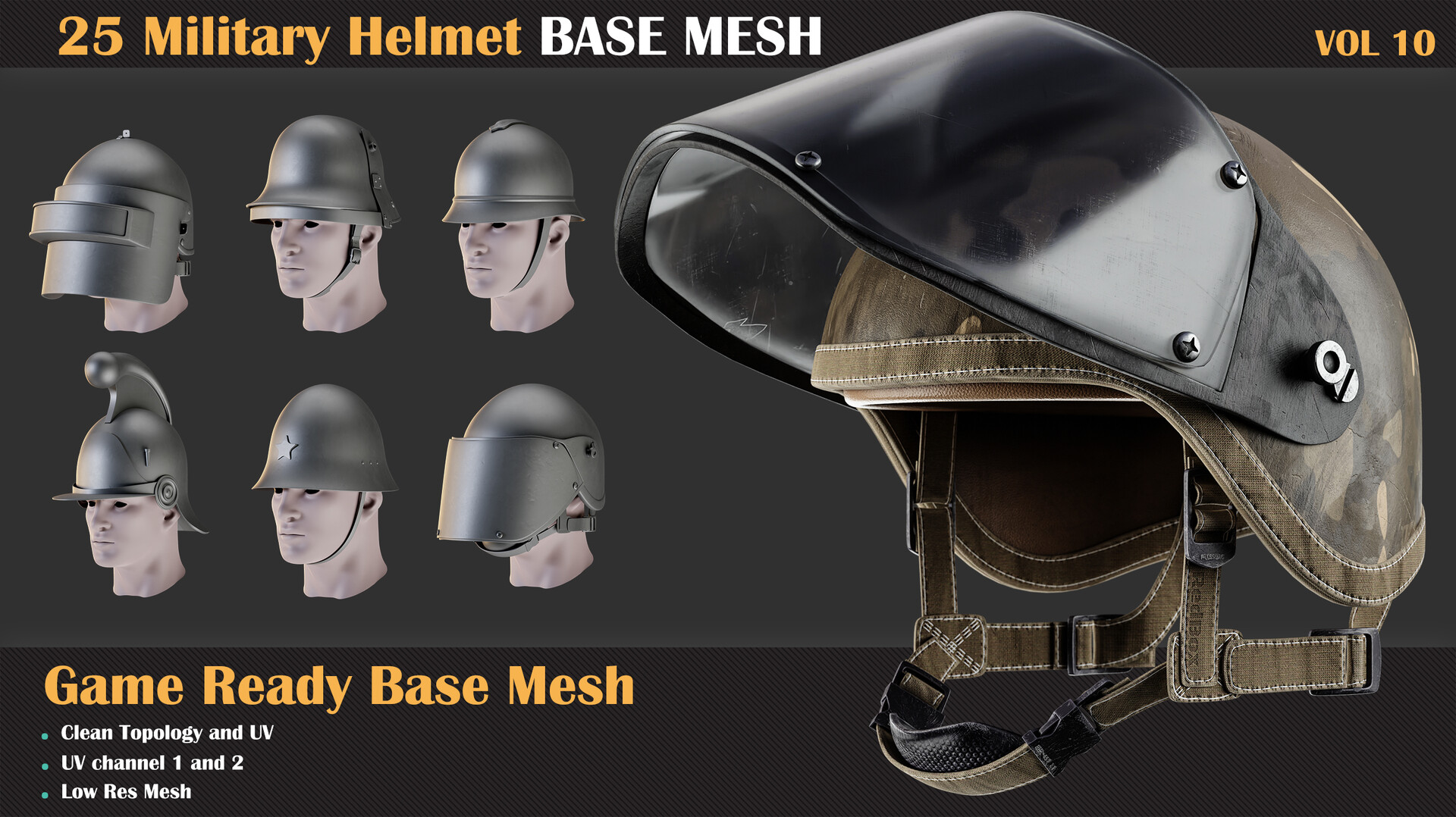 ArtStation - 25 Military Helmet BASE MESH - VOL 10