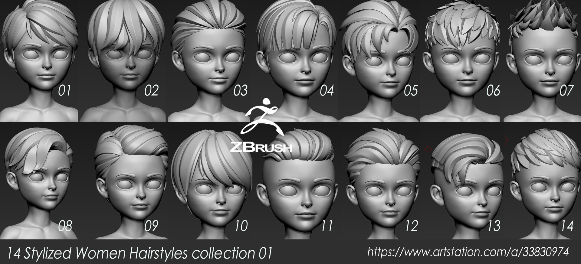 Vincent Page - 70 stylized hairs Library for female and male