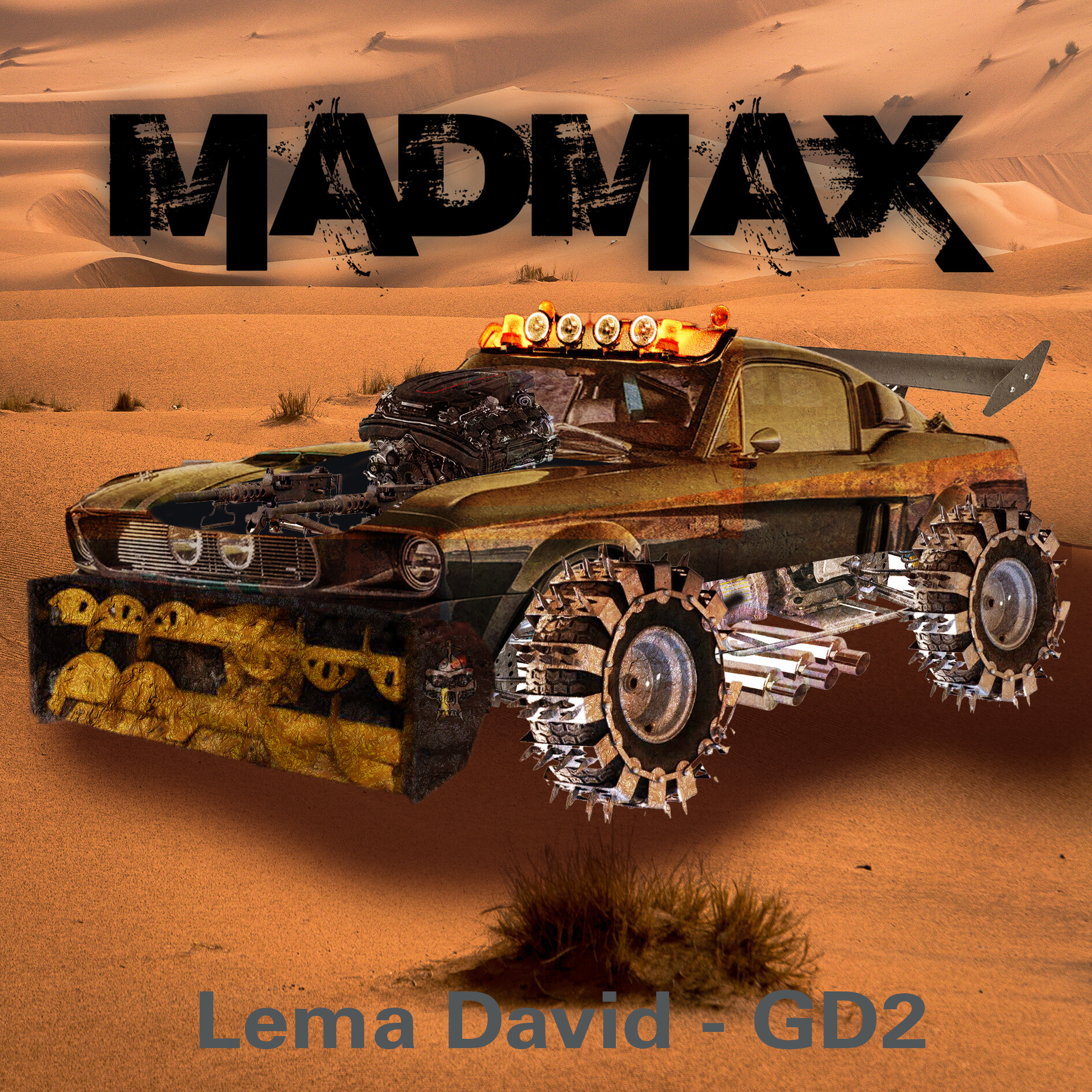 ArtStation - Car - Madmax - Illustration with cutting technique