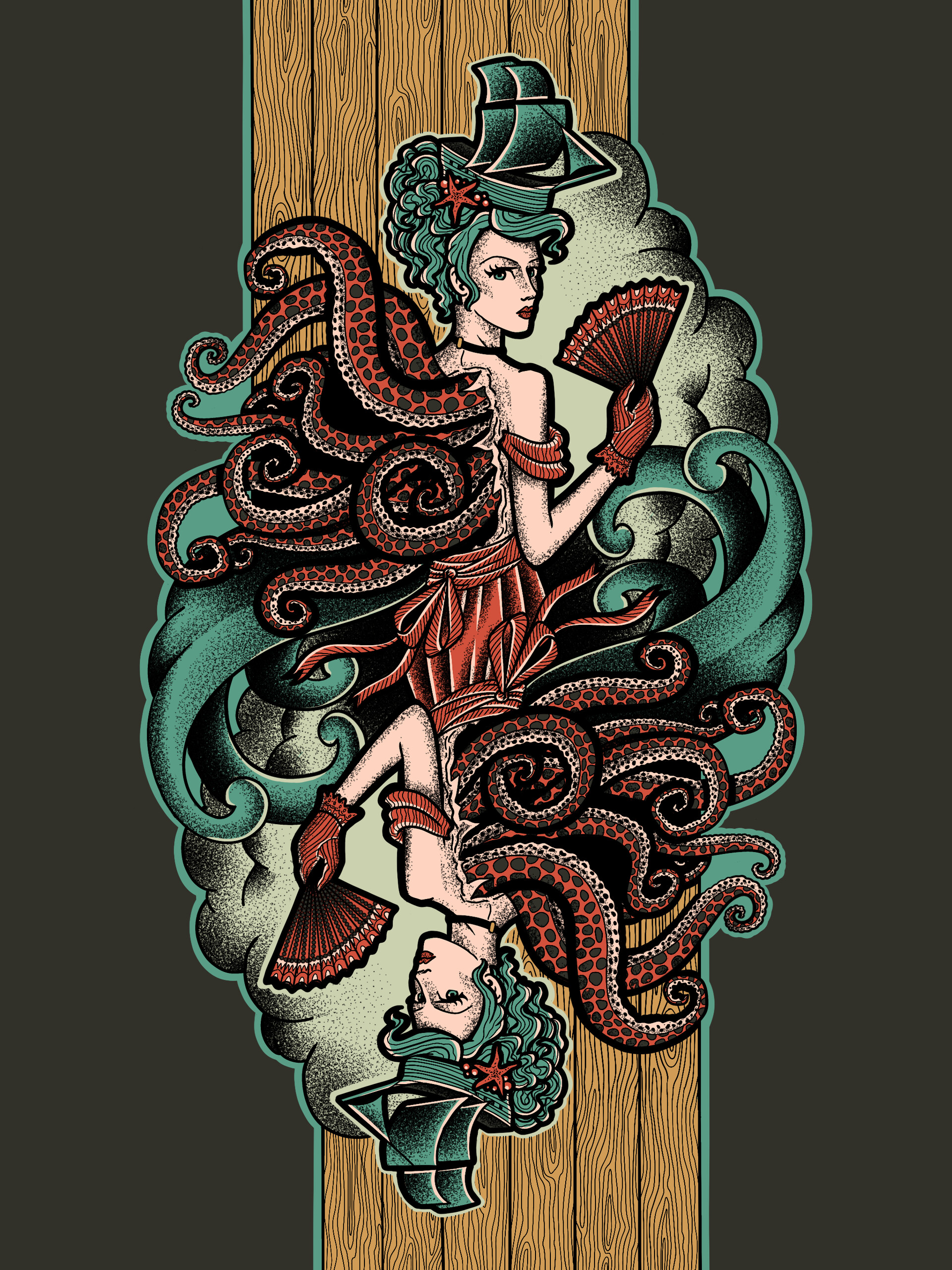 ArtStation - female pirate playing cards illustration