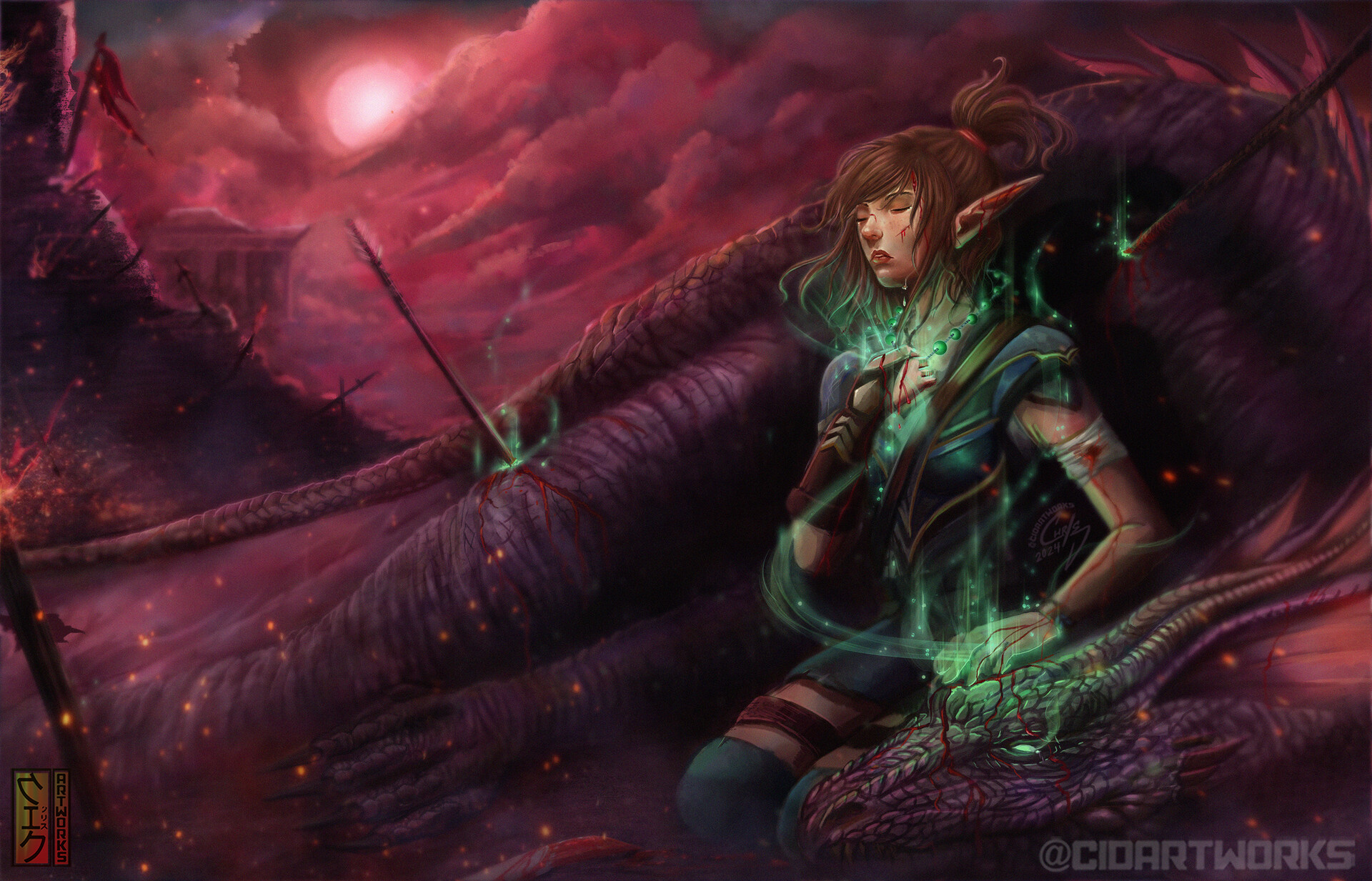 ArtStation - Illustration Art: Healing Process (Elf & Dragon)