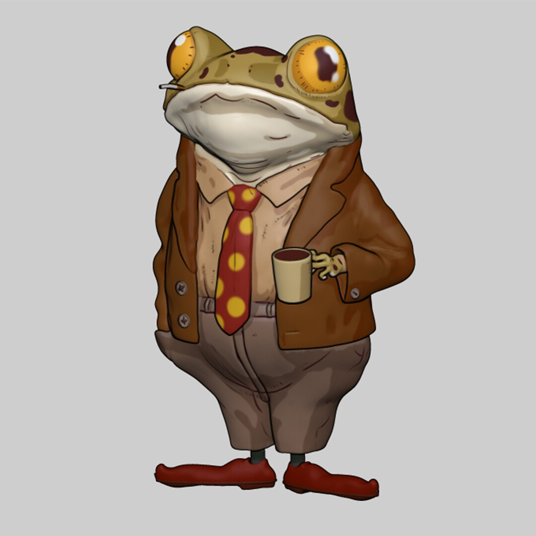ArtStation - Frog with Coffee (speedsculpt)