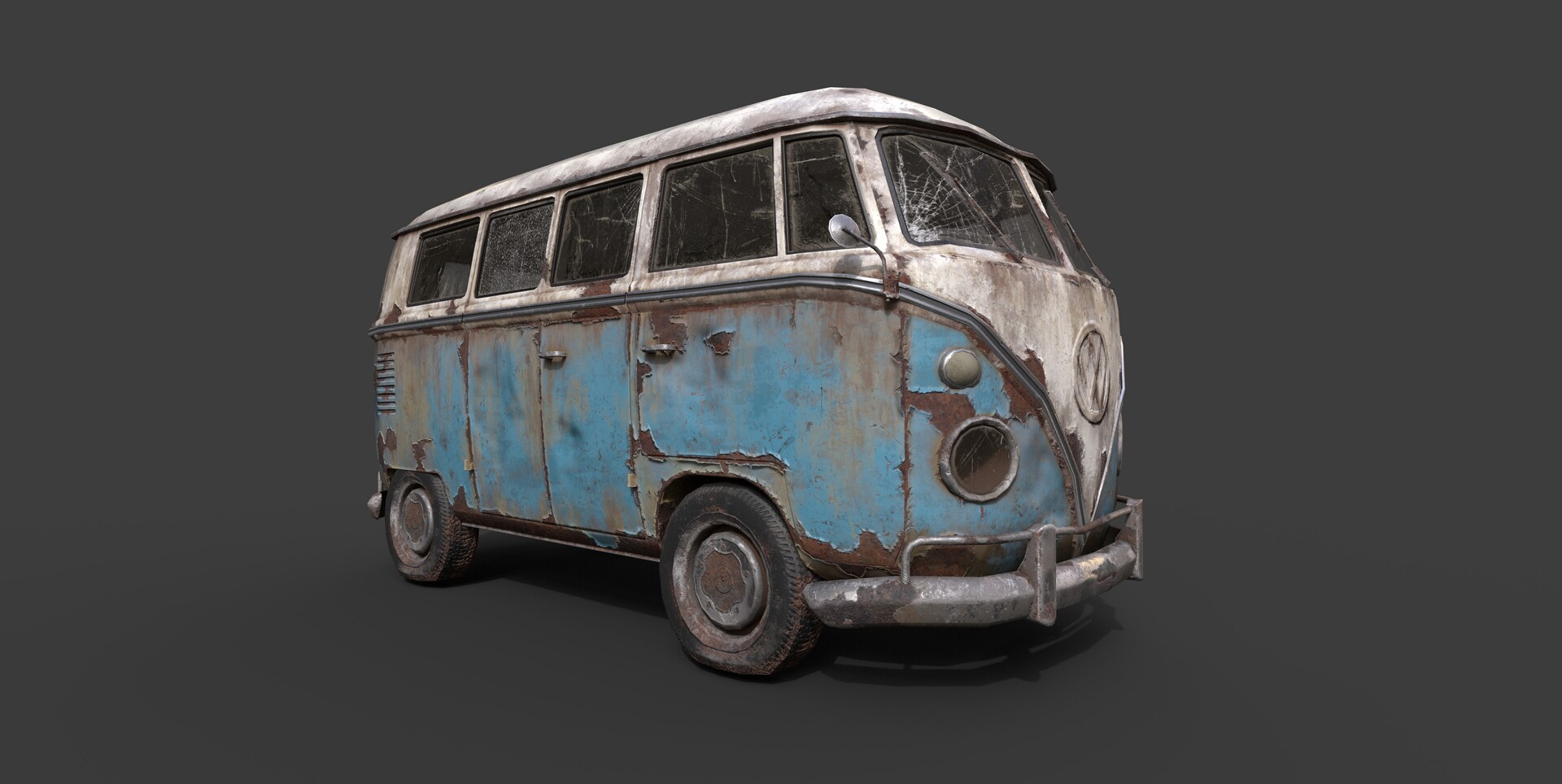 ArtStation - rusty bus 废弃卡车 面包车