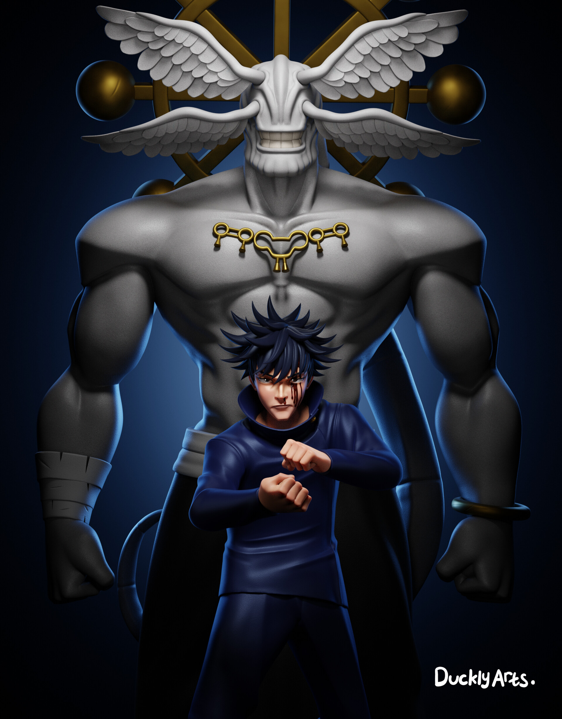 ArtStation - Megumi and Mahoraga 3D - Jujutsu Kaisen