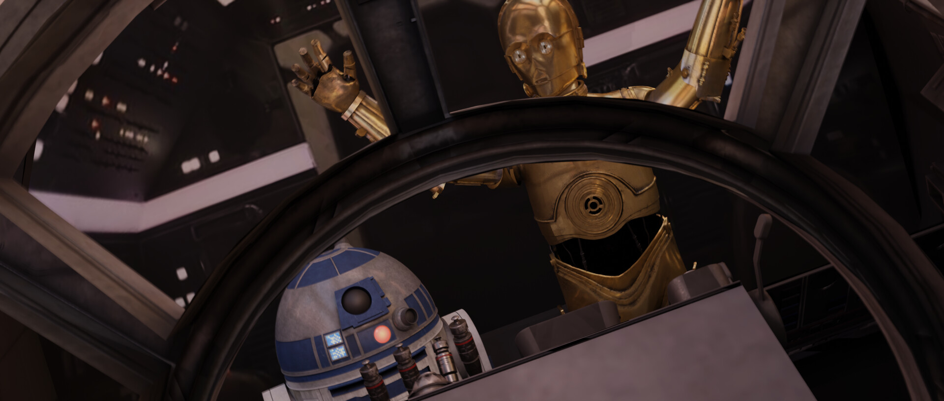ArtStation - R2D2 and C3PO fly the Millennium Falcon as seen in Shadows ...