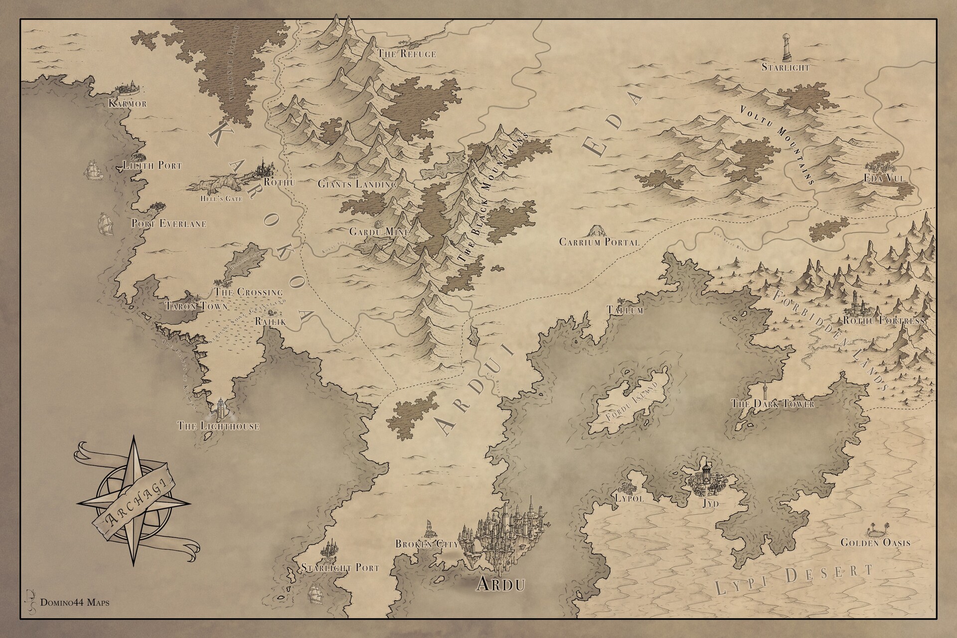 ArtStation - Archagi fantasy map