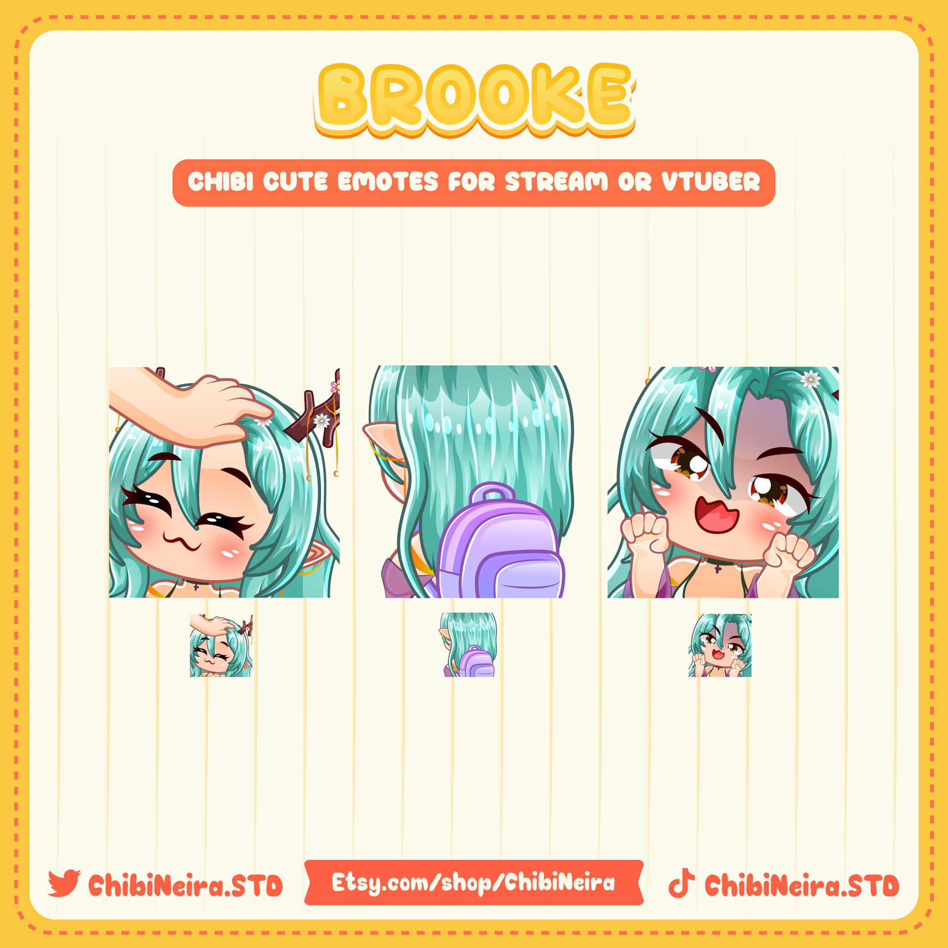 ArtStation - 🟢🫎Chibi Antlers Girl YCH Emotes🫎💚