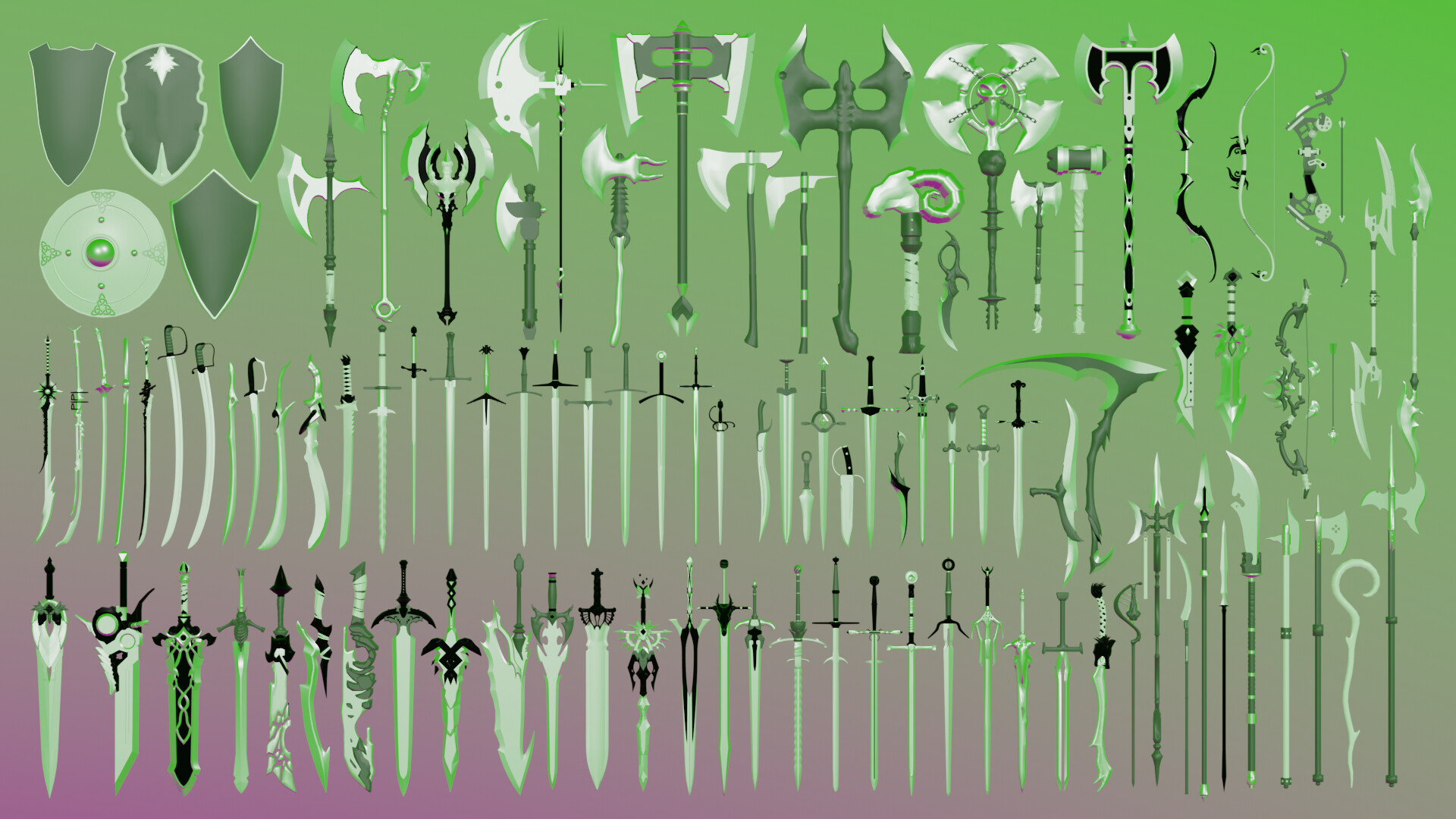 ArtStation - +100 Fantasy Weapons Basemesh Pack V6!