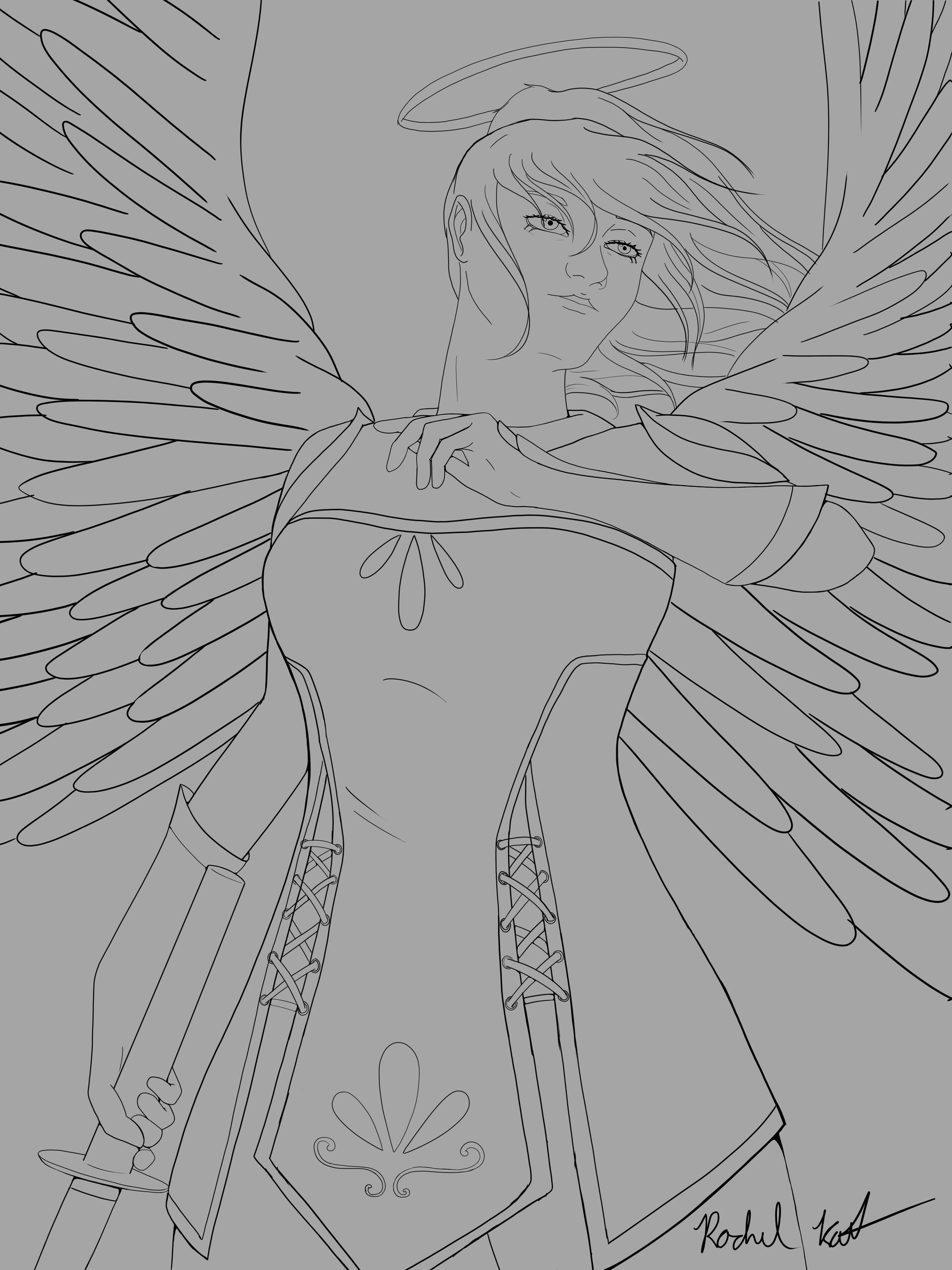 warrior angel coloring page