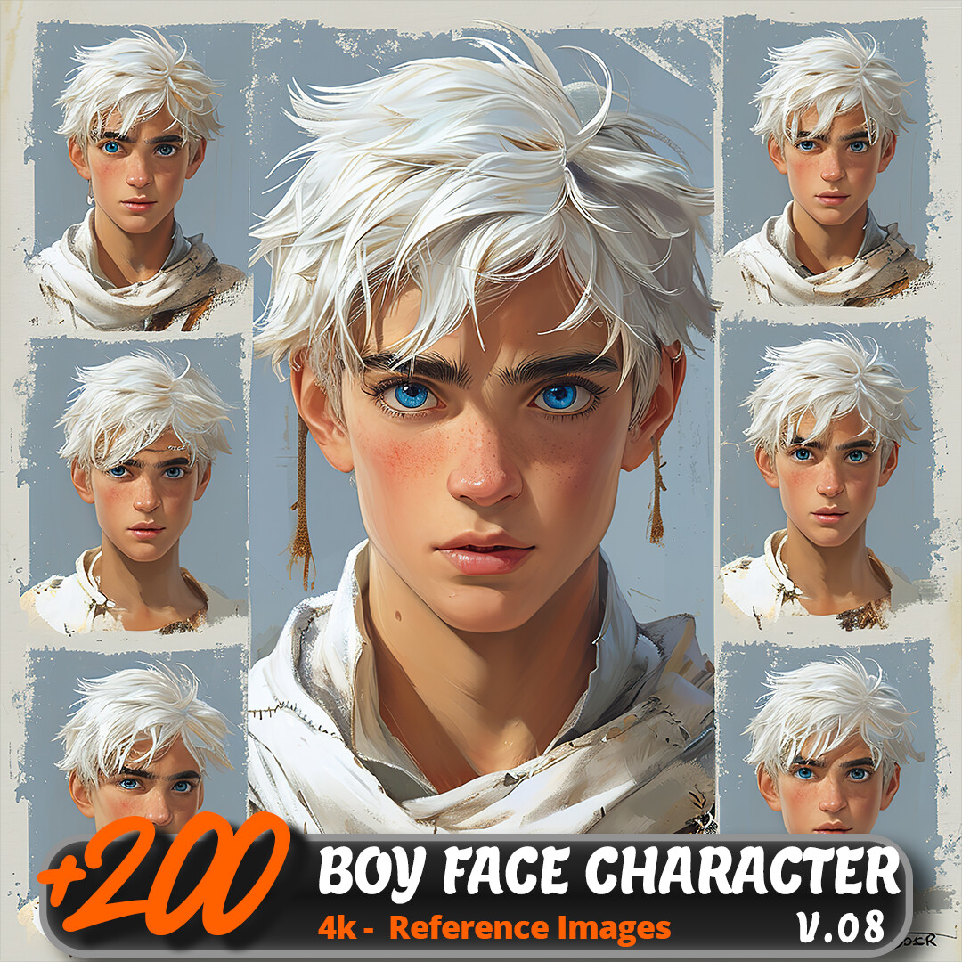 ArtStation - BOY FACE CHARACTER VOL. 08/ 4K/ Reference Image