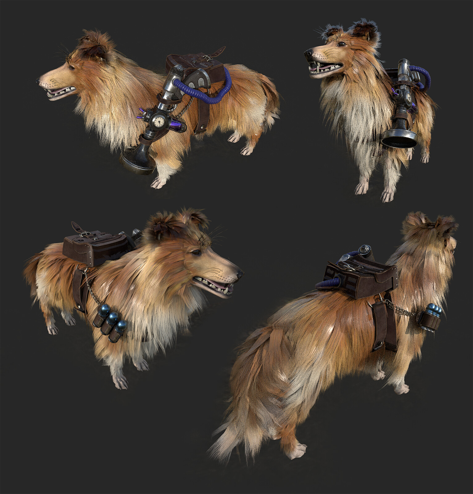 ArtStation - Steampunk Armed Dog