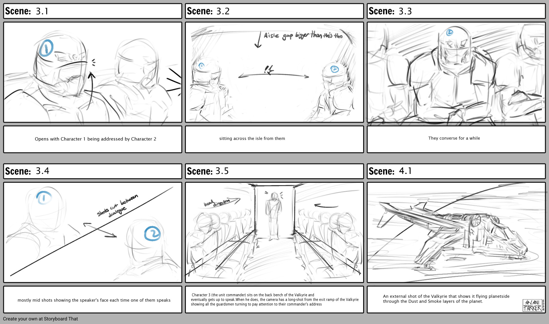 Lani Parker - [COMMISSION] Storyboard panels